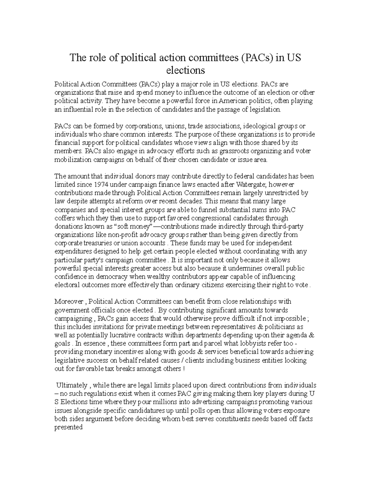 The role of political action committees (PACs) in US elections - The ...