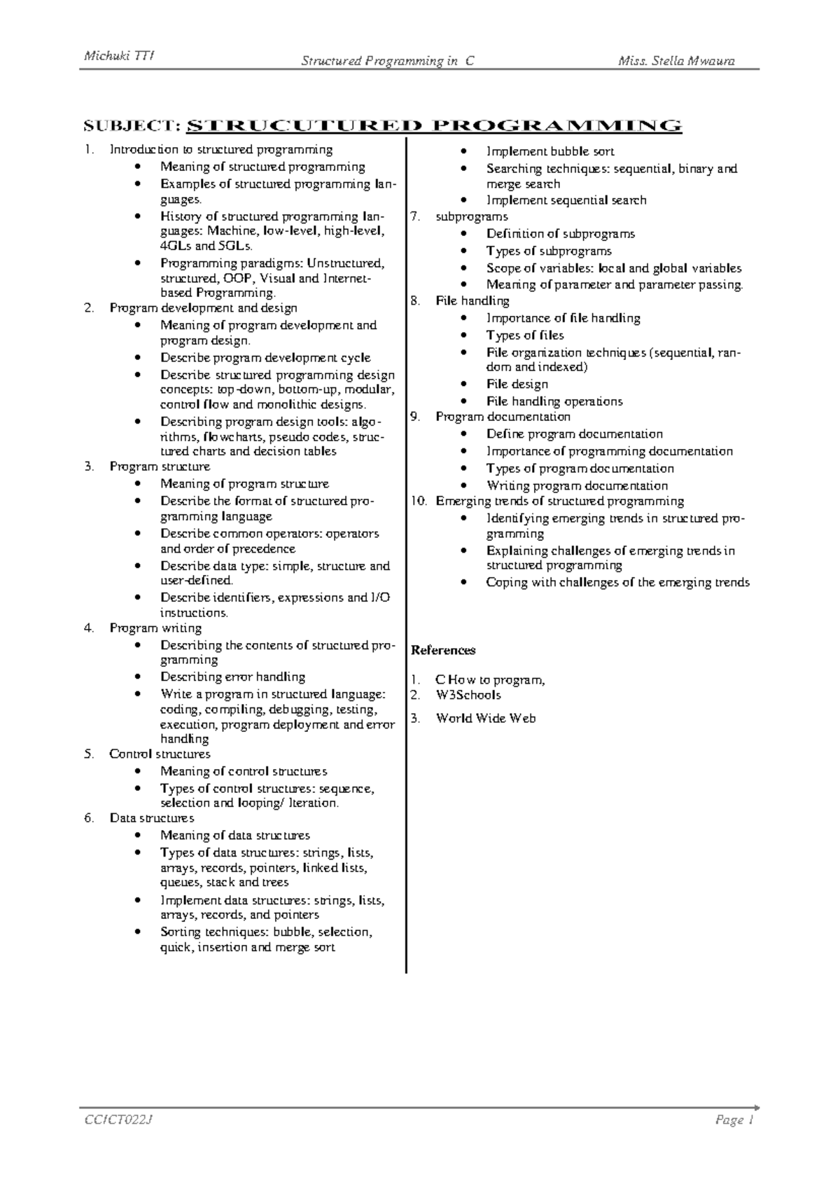 STR. Programming Ccict - 1. Introduction to structured programming ...