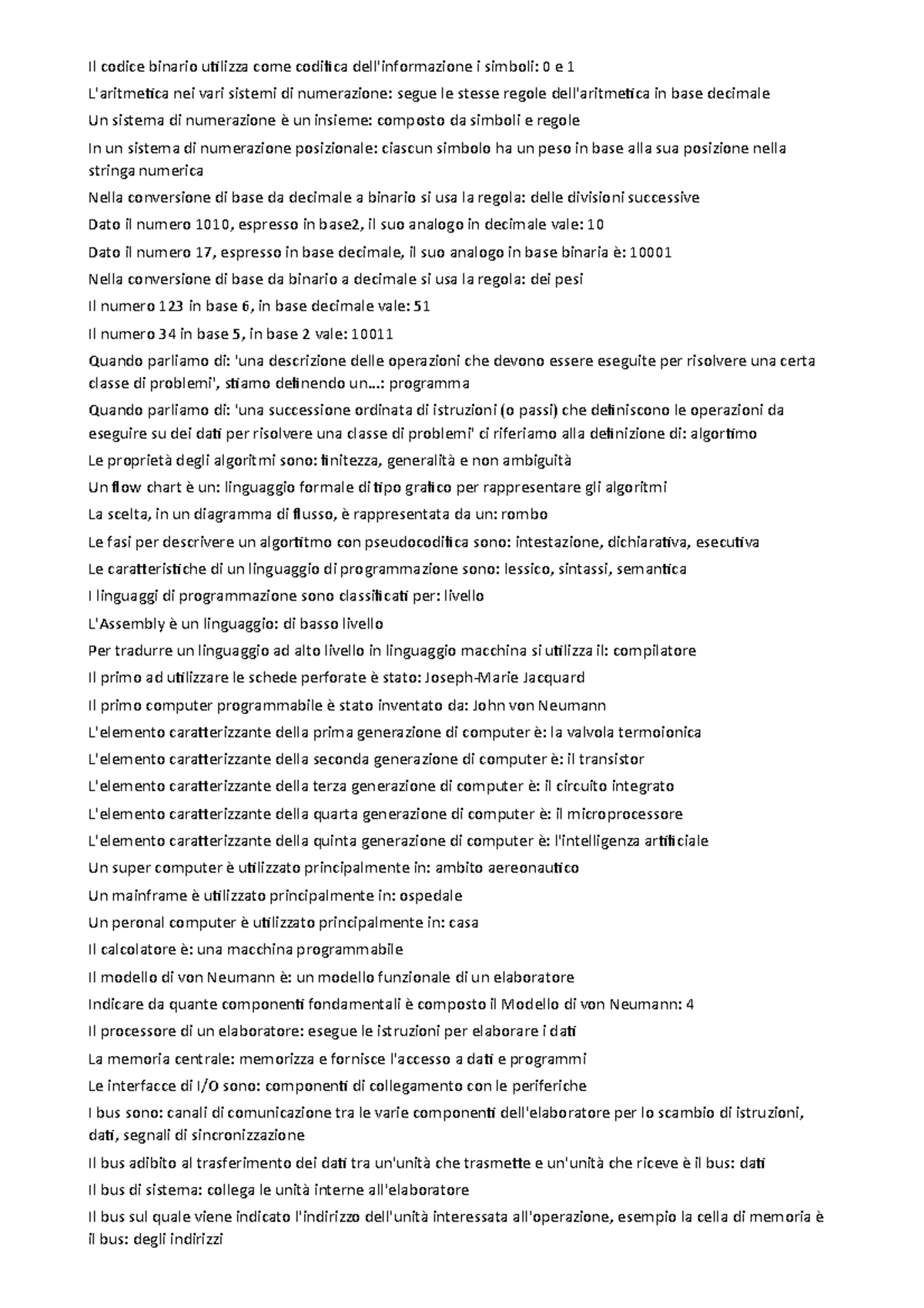 Informatica - Il codice binario utilizza come codifica dell ...