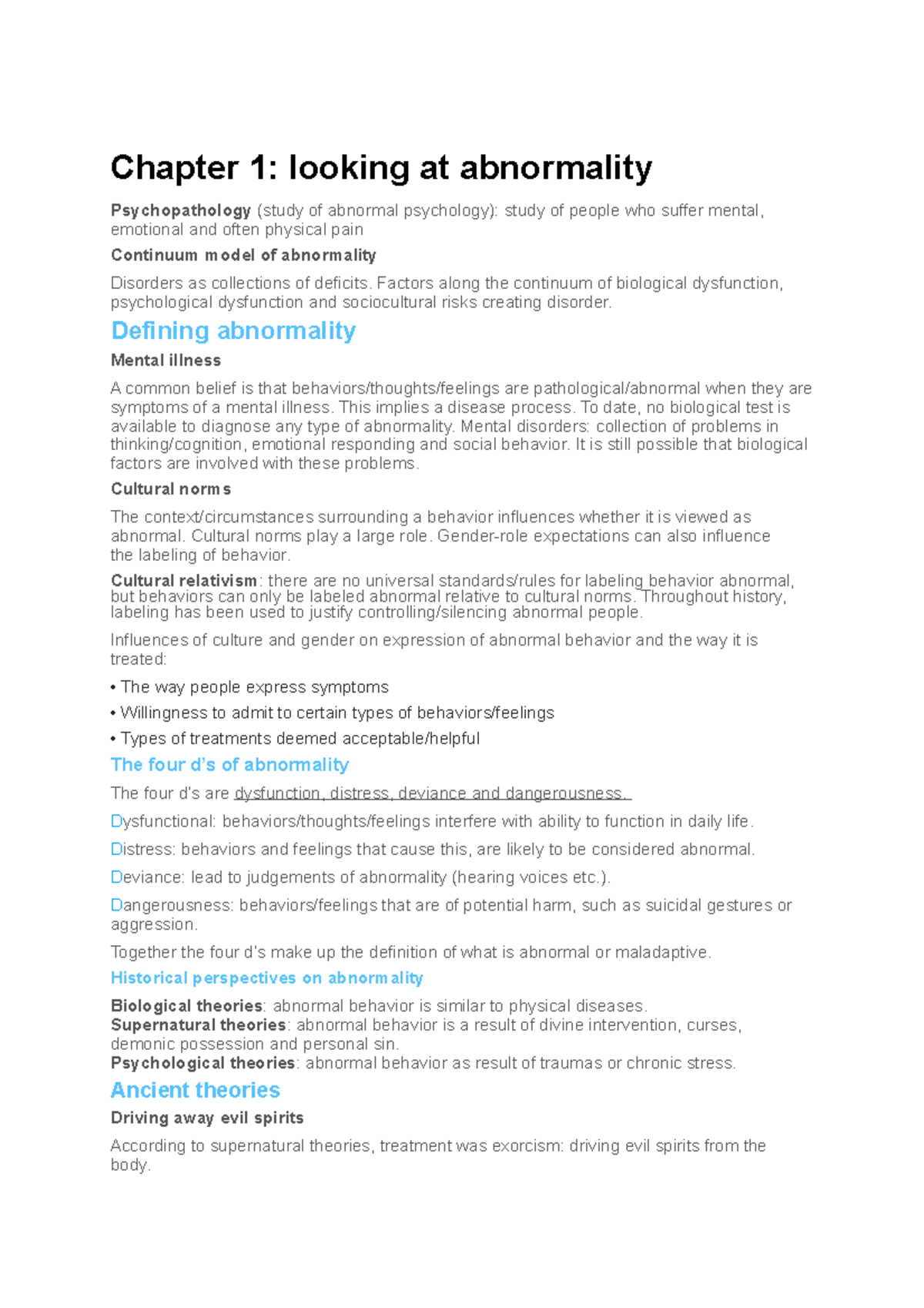 PCHP Samenvatting - Summary PCHP - Chapter 1: looking at abnormality ...