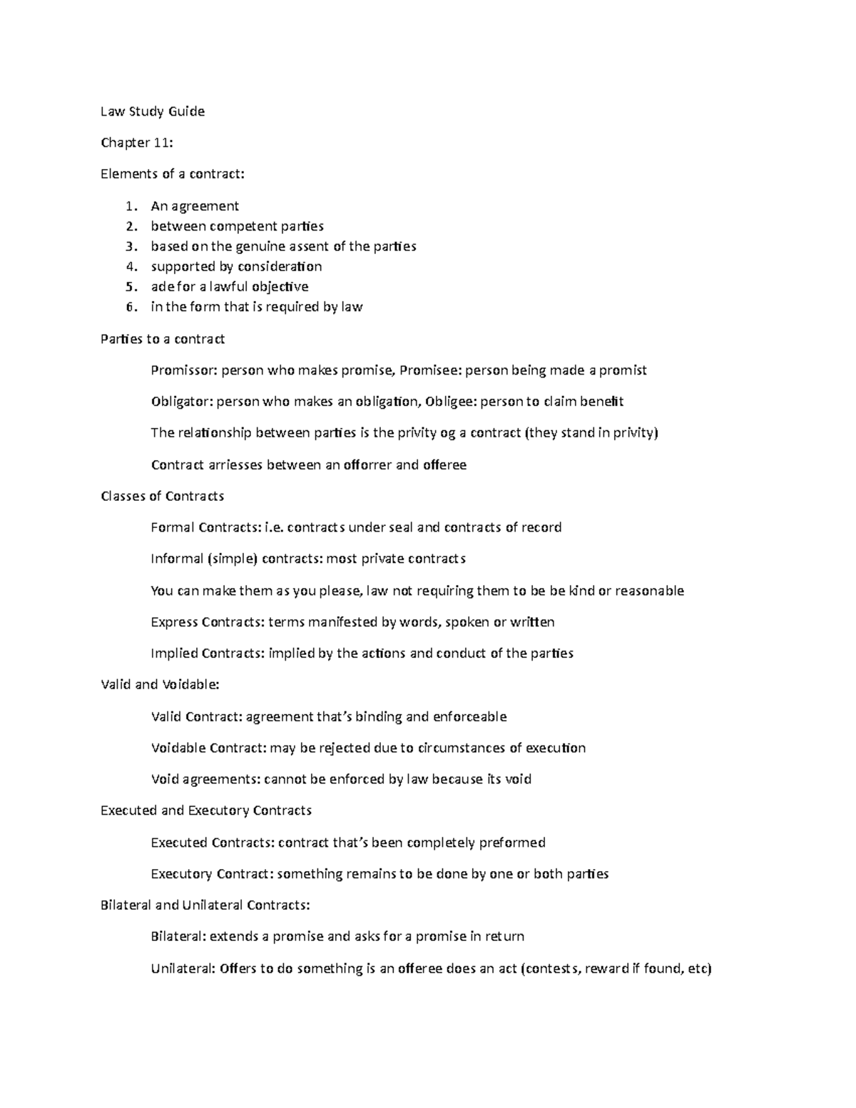 Law Study Guide final exam review - Law Study Guide Chapter 11 ...