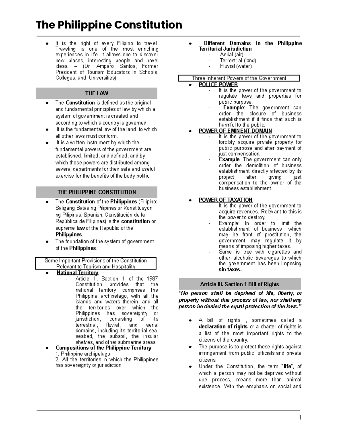 Legal-aspects-ch1 - The Philippine Constitution It is the right of ...