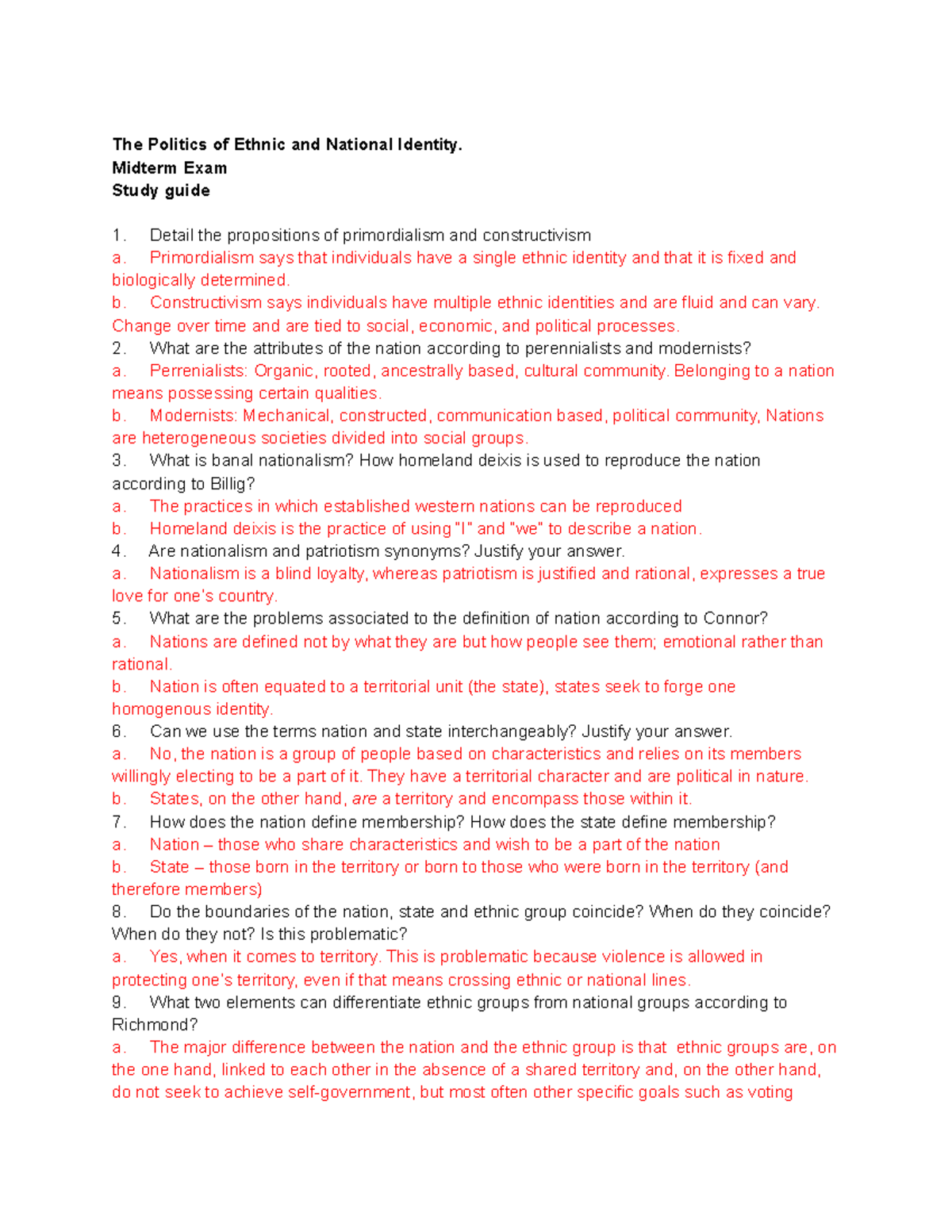 The Politics of Ethnic and National Identity Study Guide - The Politics ...