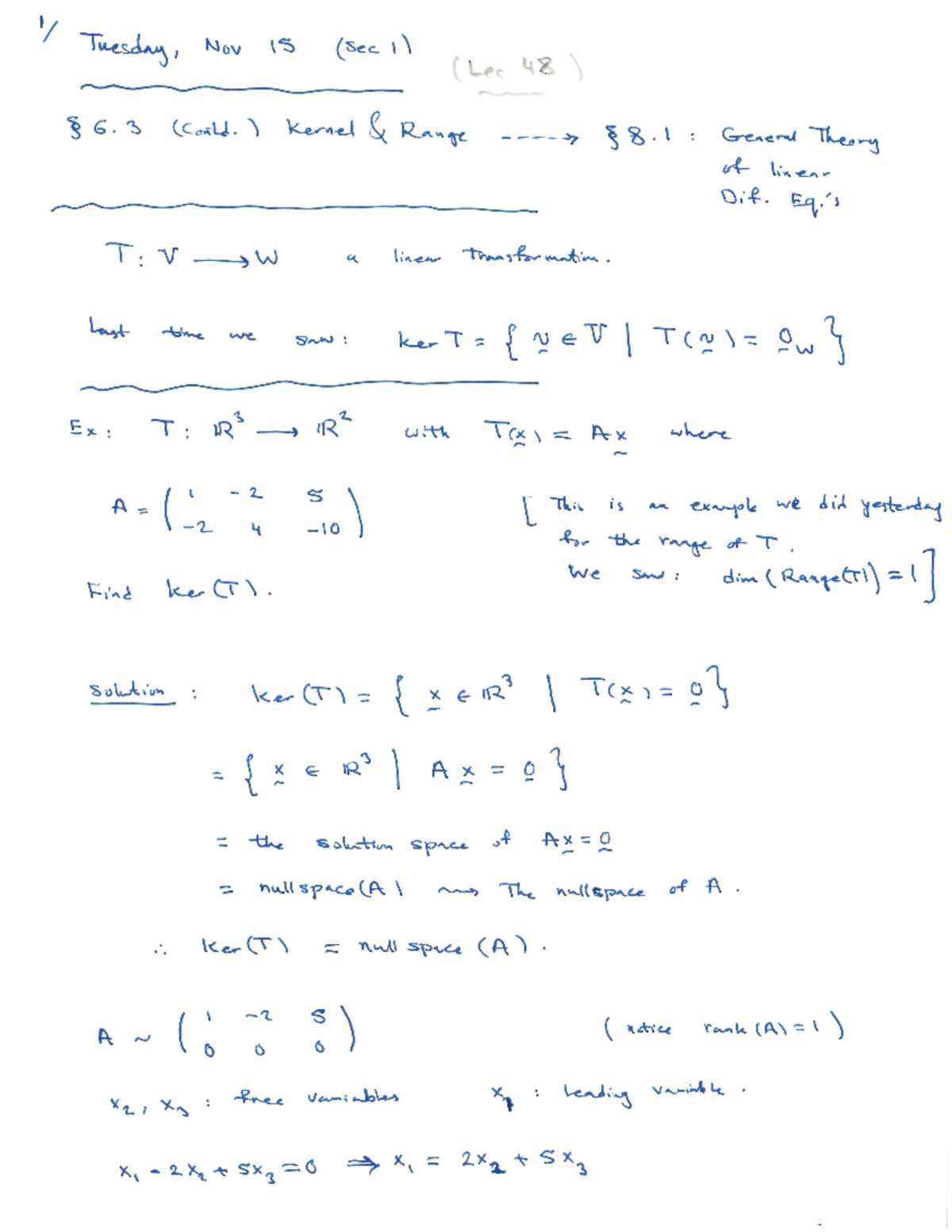 Lec 48 Tue Nov 15 - Azhang - Tuesday, Nov is (Sec 11 (Lec 48 6 (Could. ) Kernel Range : General ...