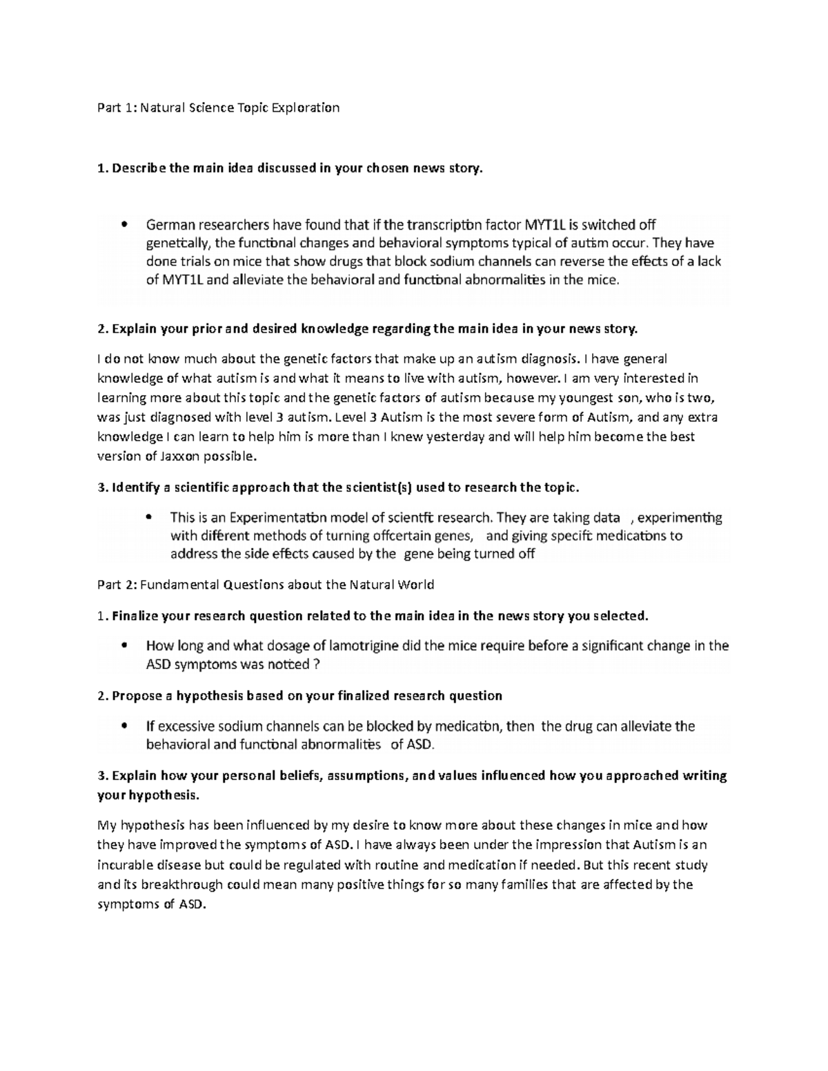 SCI 100 Final Project - Part 1: Natural Science Topic Exploration Describe the main idea ...