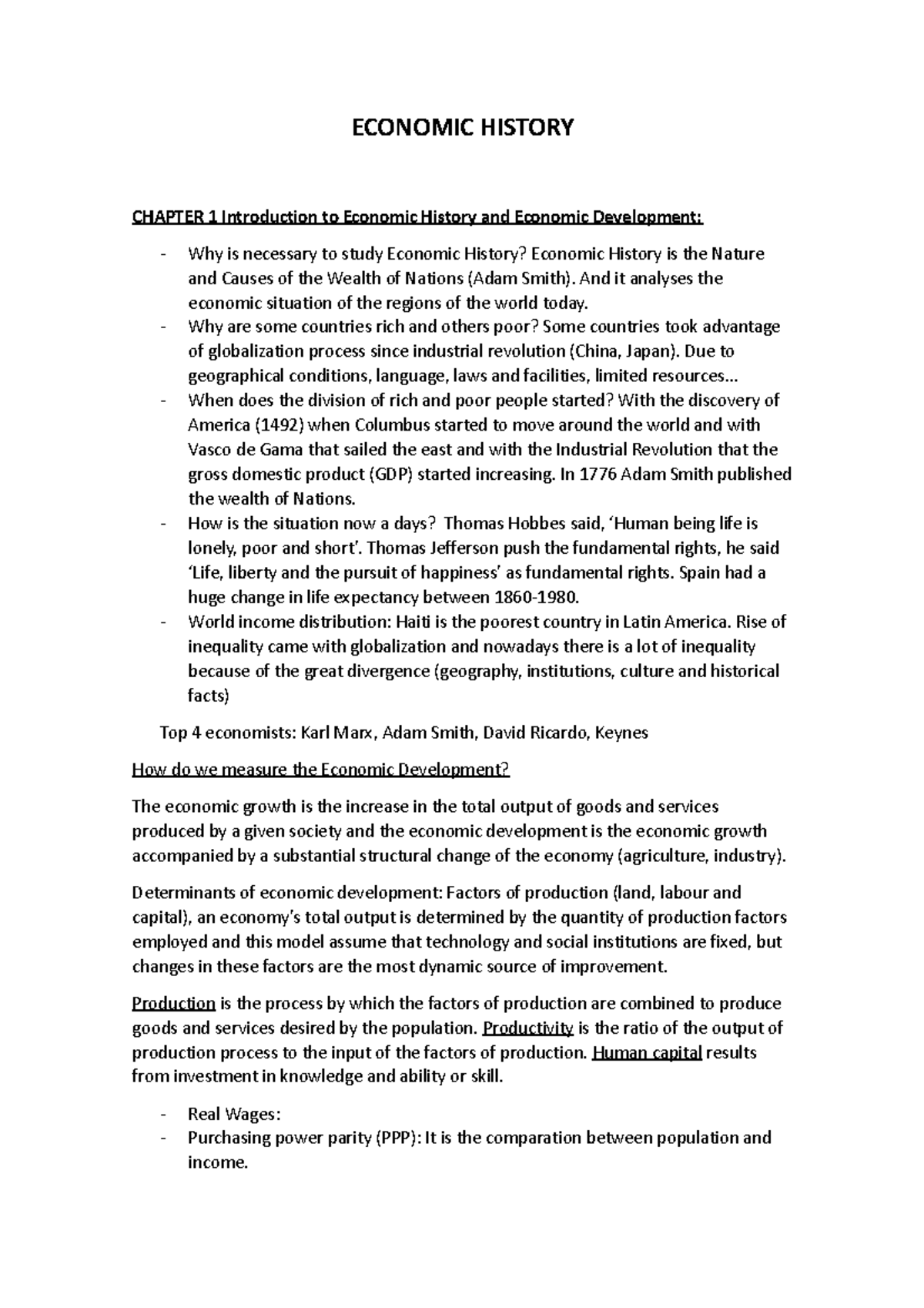 Economic History ALL - ECONOMIC HISTORY CHAPTER 1 Introduction to ...