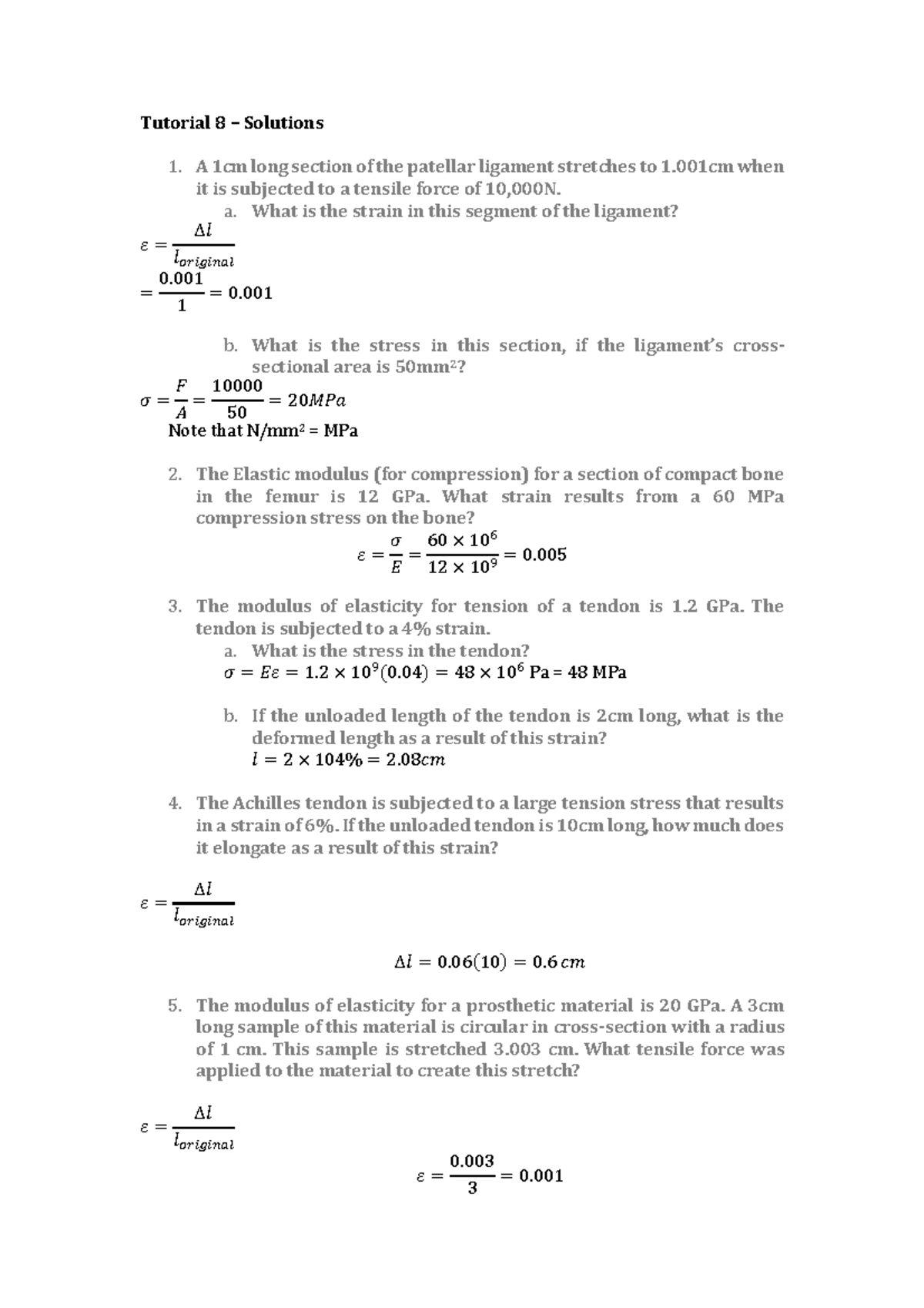 BMS2065 Tutorial+8 - solutions - Tutorial 8 – Solutions 1. A 1cm long ...
