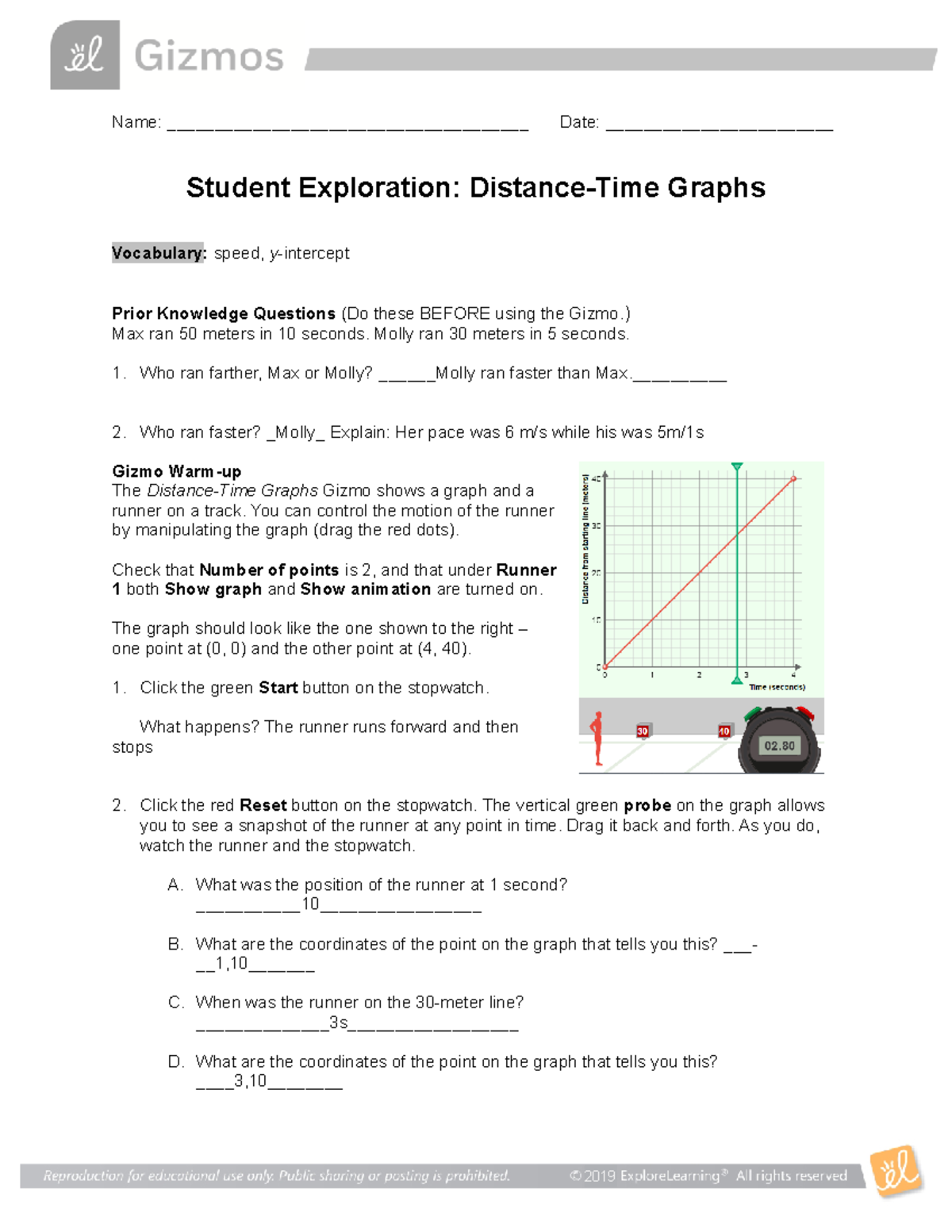 Distance Time SEm Gizmo - Name ...