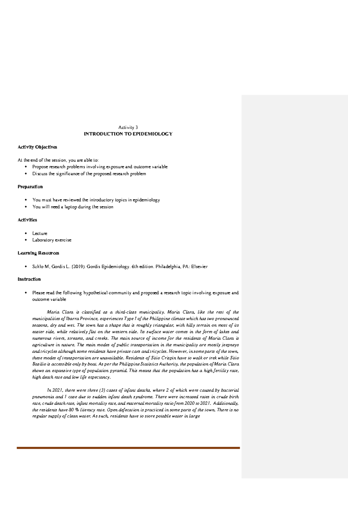 Act 3 Epidemlab - Activity on introduction to epidemiology - Activity 3 INTRODUCTION TO ...