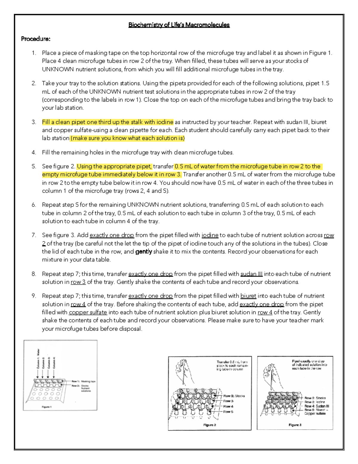 8 Testing Macromolecules Lab - Biochemistry of Life’s Macromolecules ...
