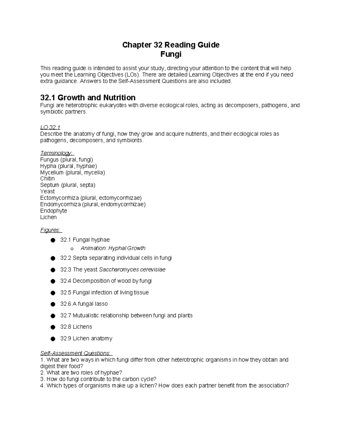 Morris hlw4e ch32 reading guide - Chapter 32 Reading Guide Fungi This ...