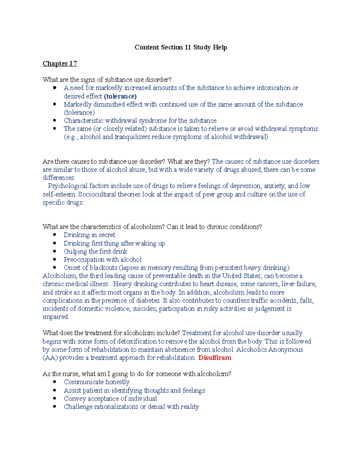 Content Section 11 Study Help - , alcohol and tranquilizers reduce ...
