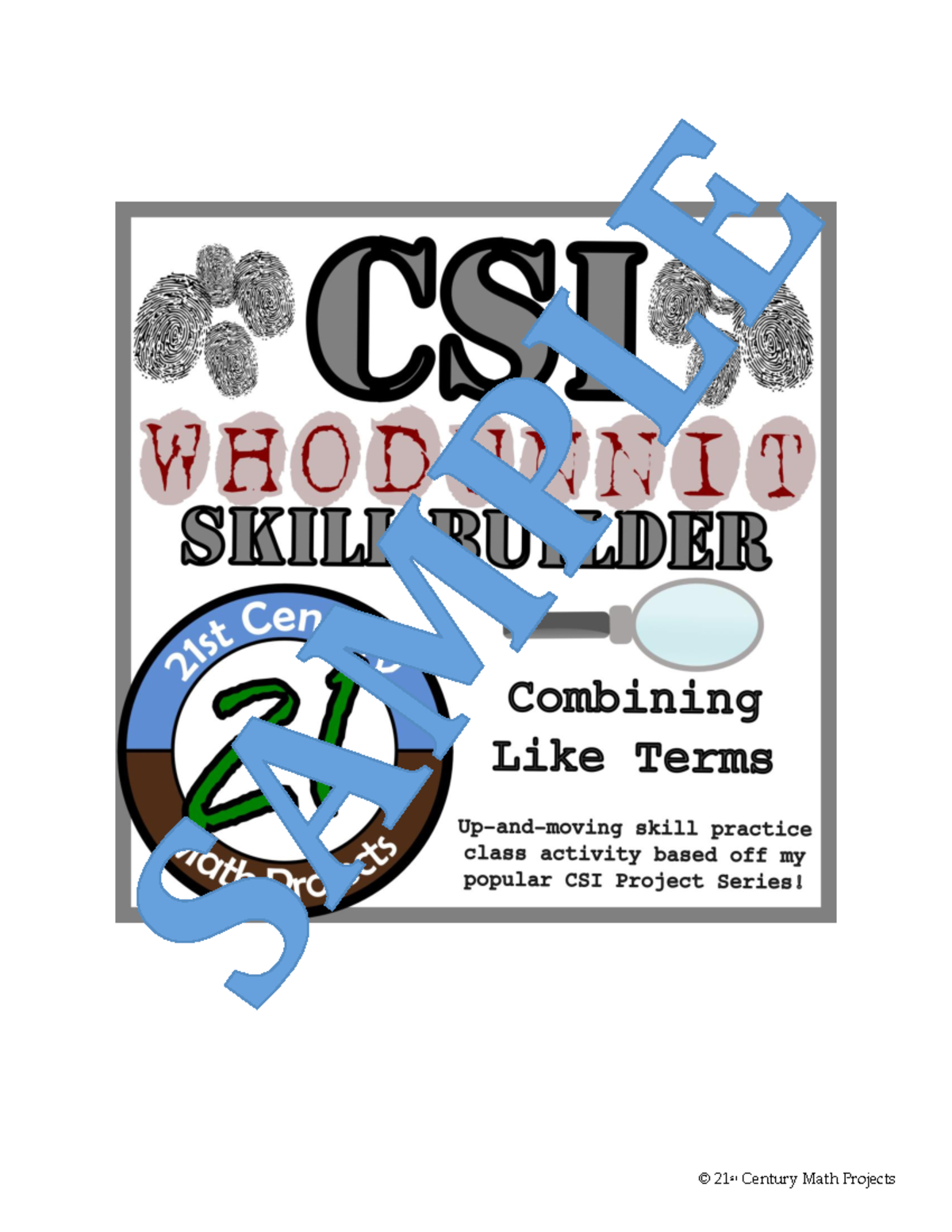 Sample CSI Whodunnit Combining Like Terms CSI Whodunnit Skill 