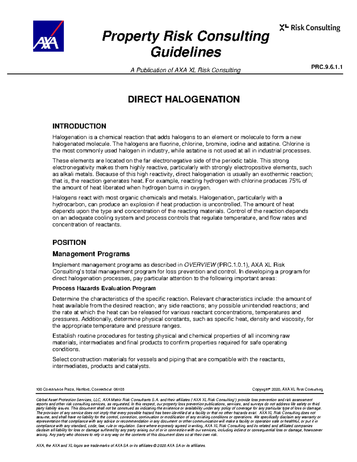 Prc9611directhalogenationv 1 - Property Risk Consulting Guidelines A ...