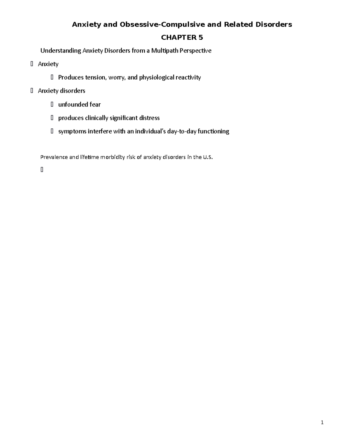 CH5 Outline - Anxiety and Obsessive-Compulsive and Related ...