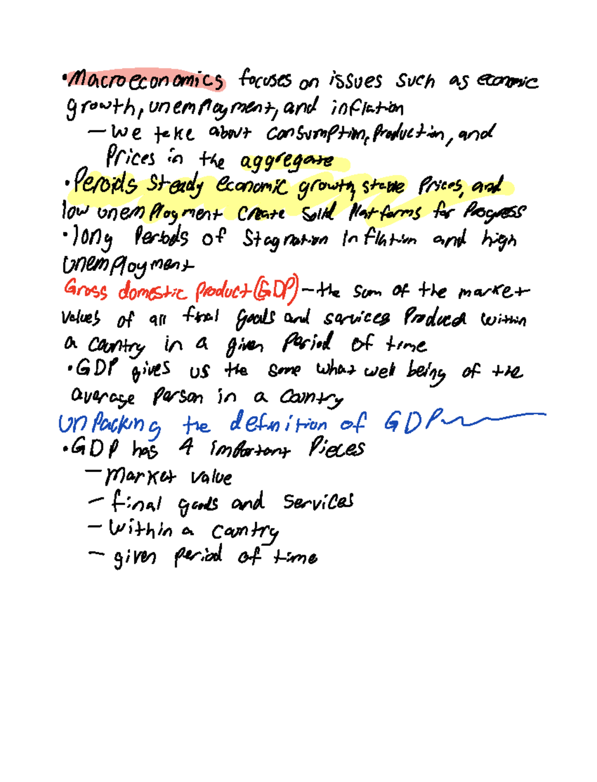 Ch. 7 Measuring GDP - Ch. 7 Notes - Macroeconomics focuses on issues ...