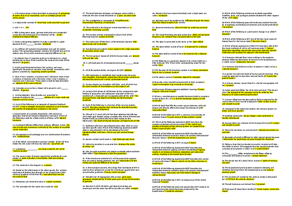 Exam Cheat Sheet - A functional group is best described as groupings of ...