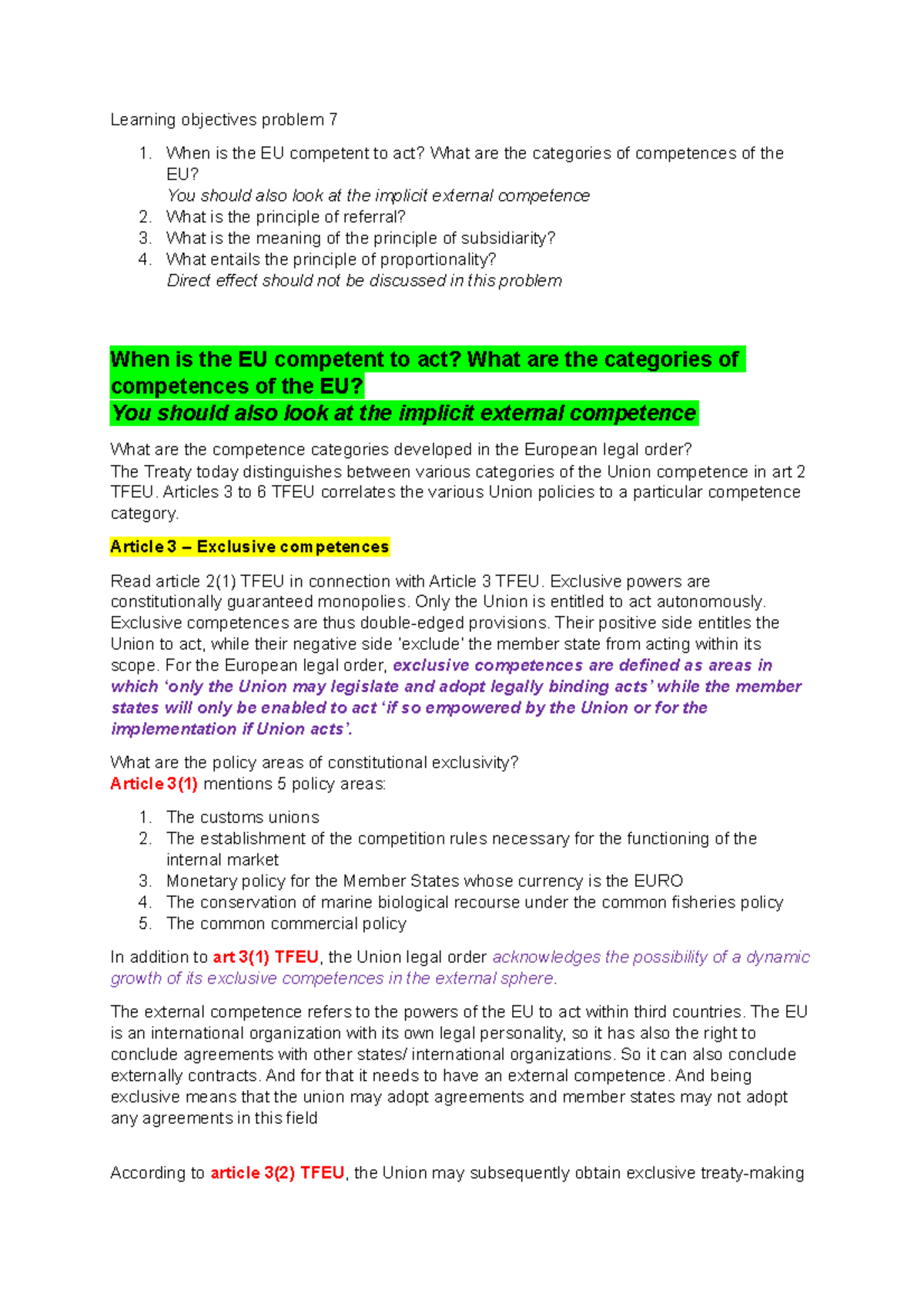 Learning objectives problem 7 IEIL - Learning objectives problem 7 When ...