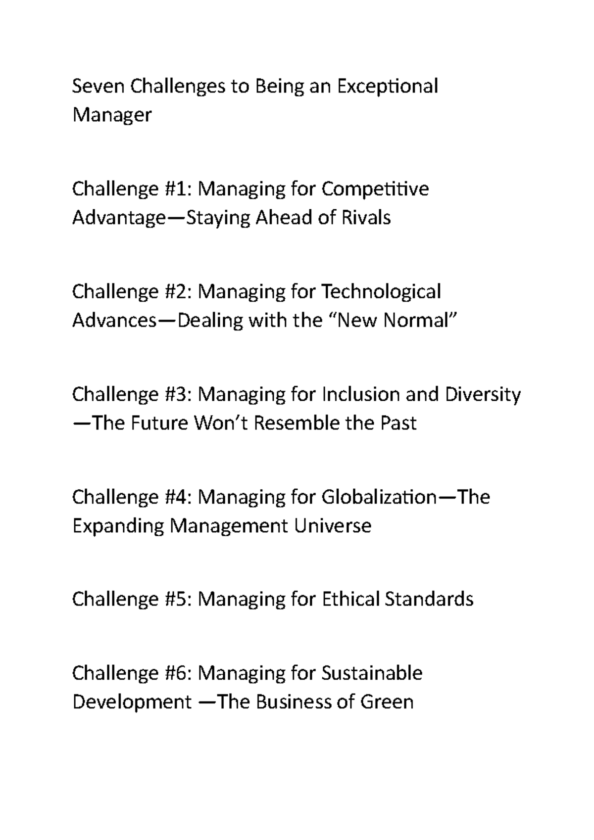 Seven Challenges to Being an Exceptional Manager - Seven Challenges to ...