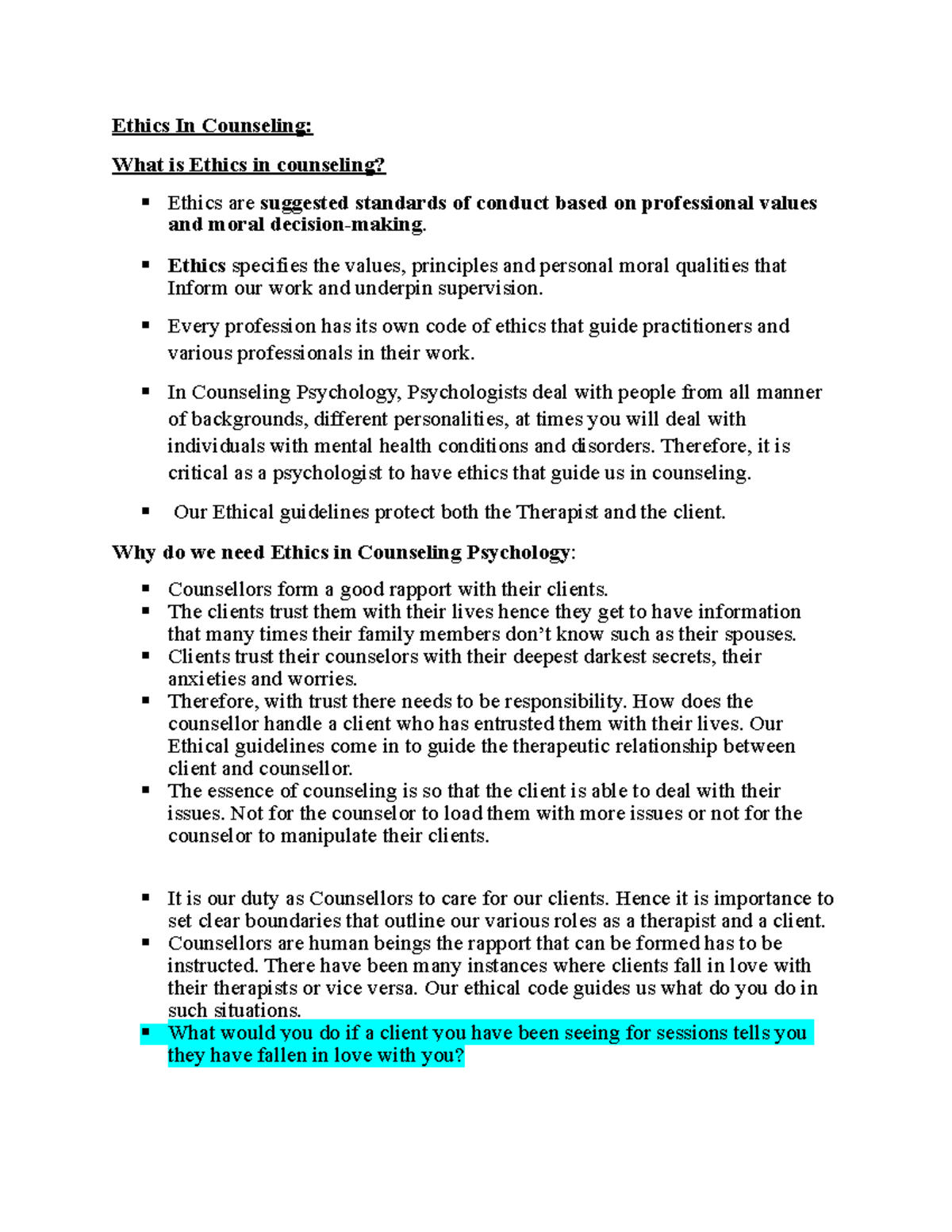 Ethics Notes- Introduction - Ethics In Counseling: What is Ethics in ...