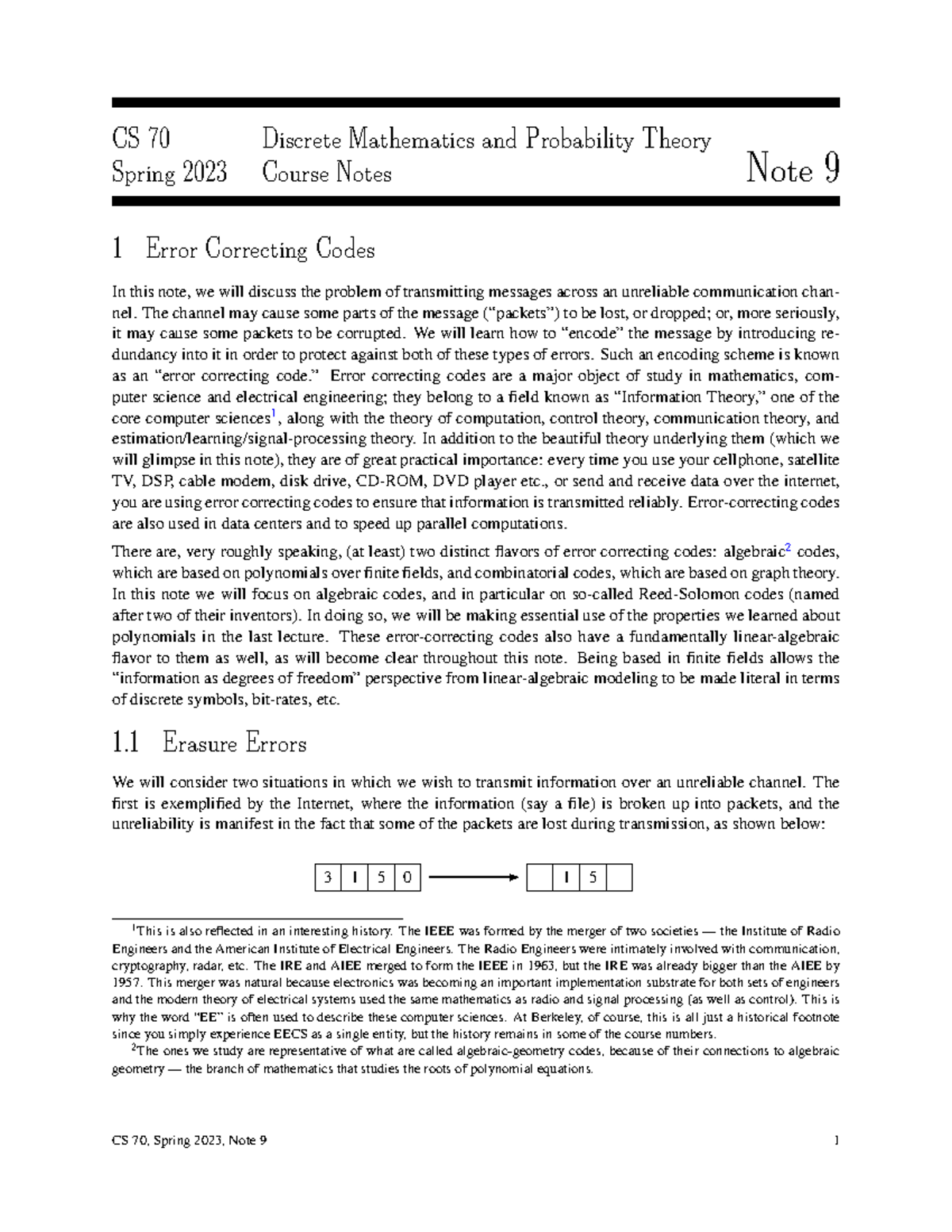 CS 70 Lecture9 Notes - CS 70 Discrete Mathematics and Probability ...