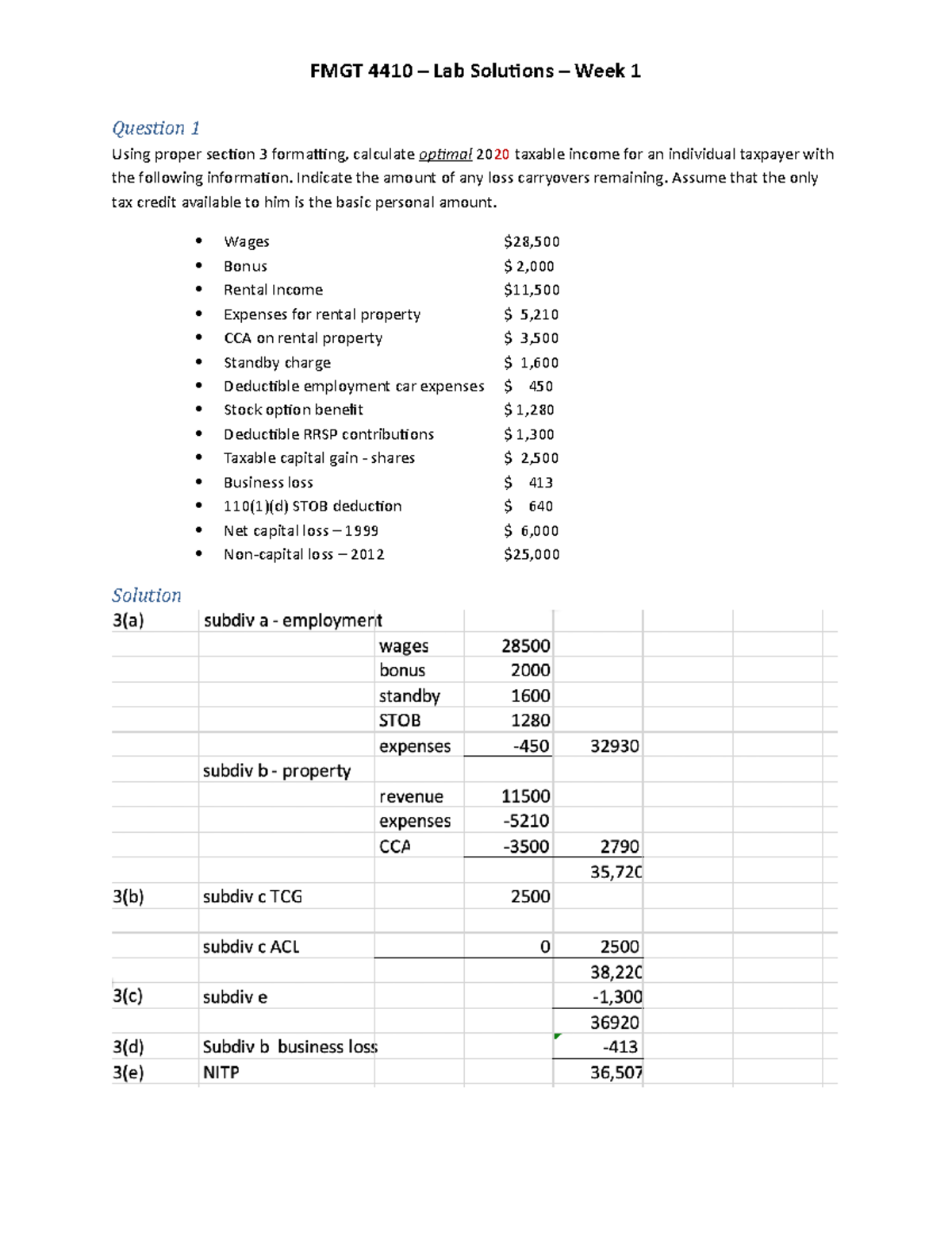 Taxation Ch 9 Practice Problems - Using proper section 3 formatting ...