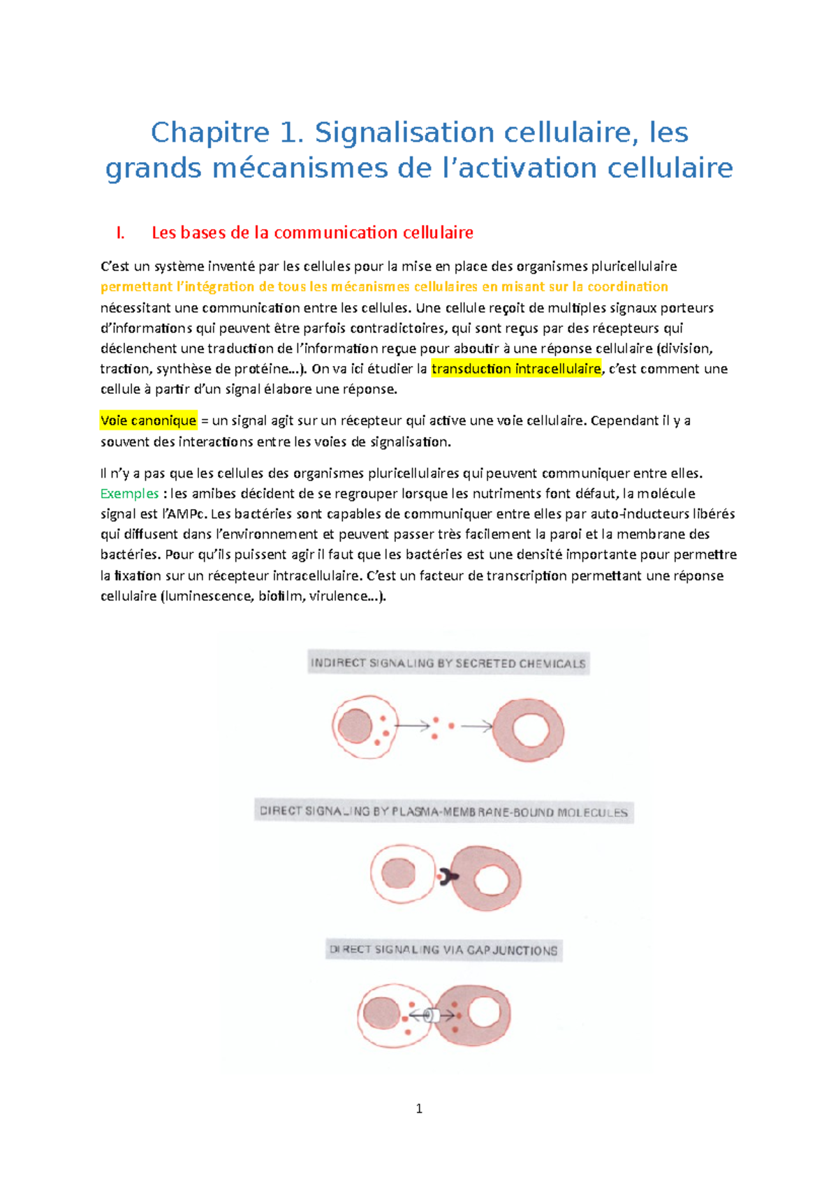 SIgnalisation cellulaire Leguellec - Chapitre 1. Signalisation ...