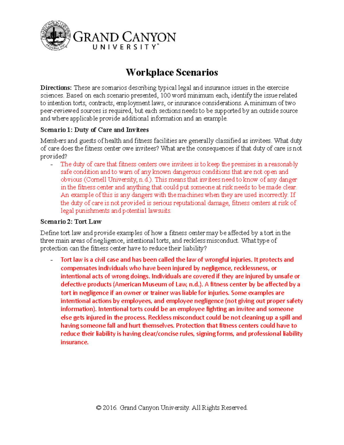 Legal Insurance Workplace Scenarios - Workplace Scenarios Directions ...