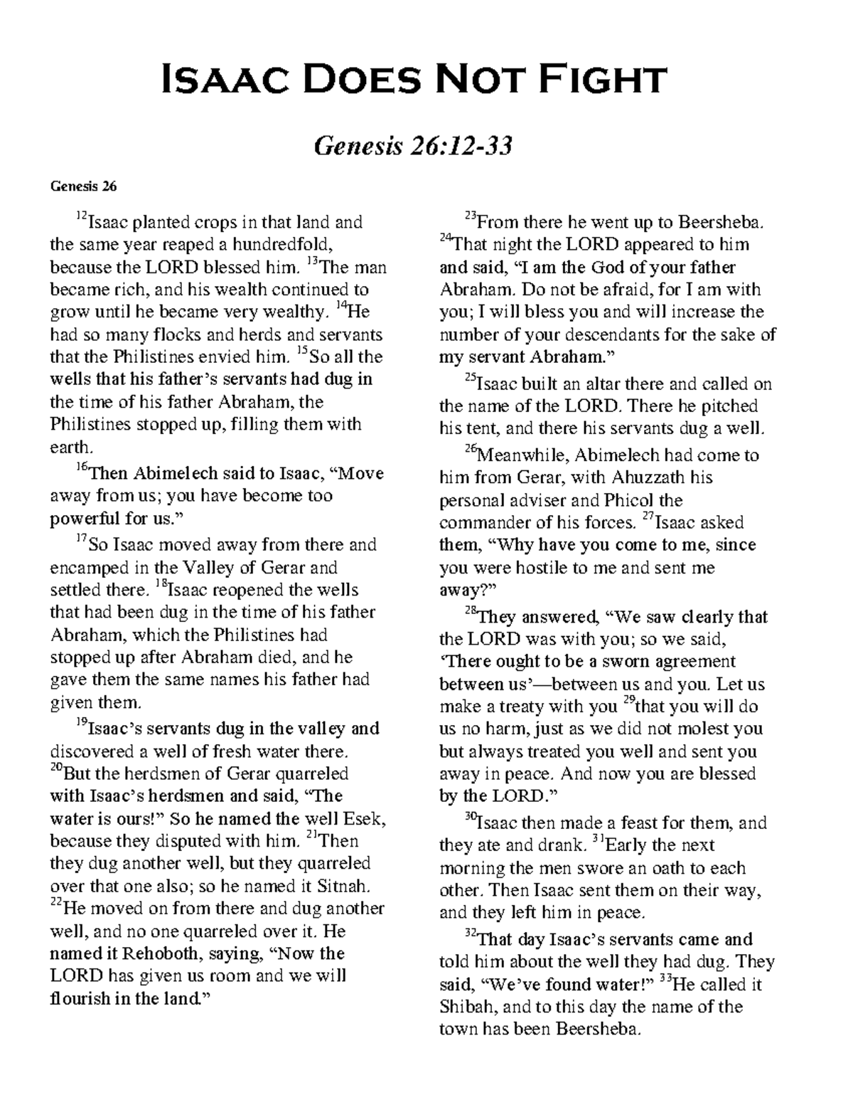 DAY1 Isaac does not fight - Genesis 26:12- Genesis 26 12 Isaac planted ...