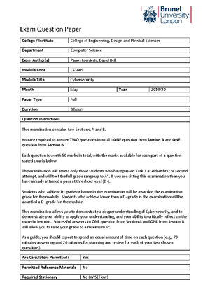 Study Guide Cybersecurity - Department of Computer Science TABLE OF ...