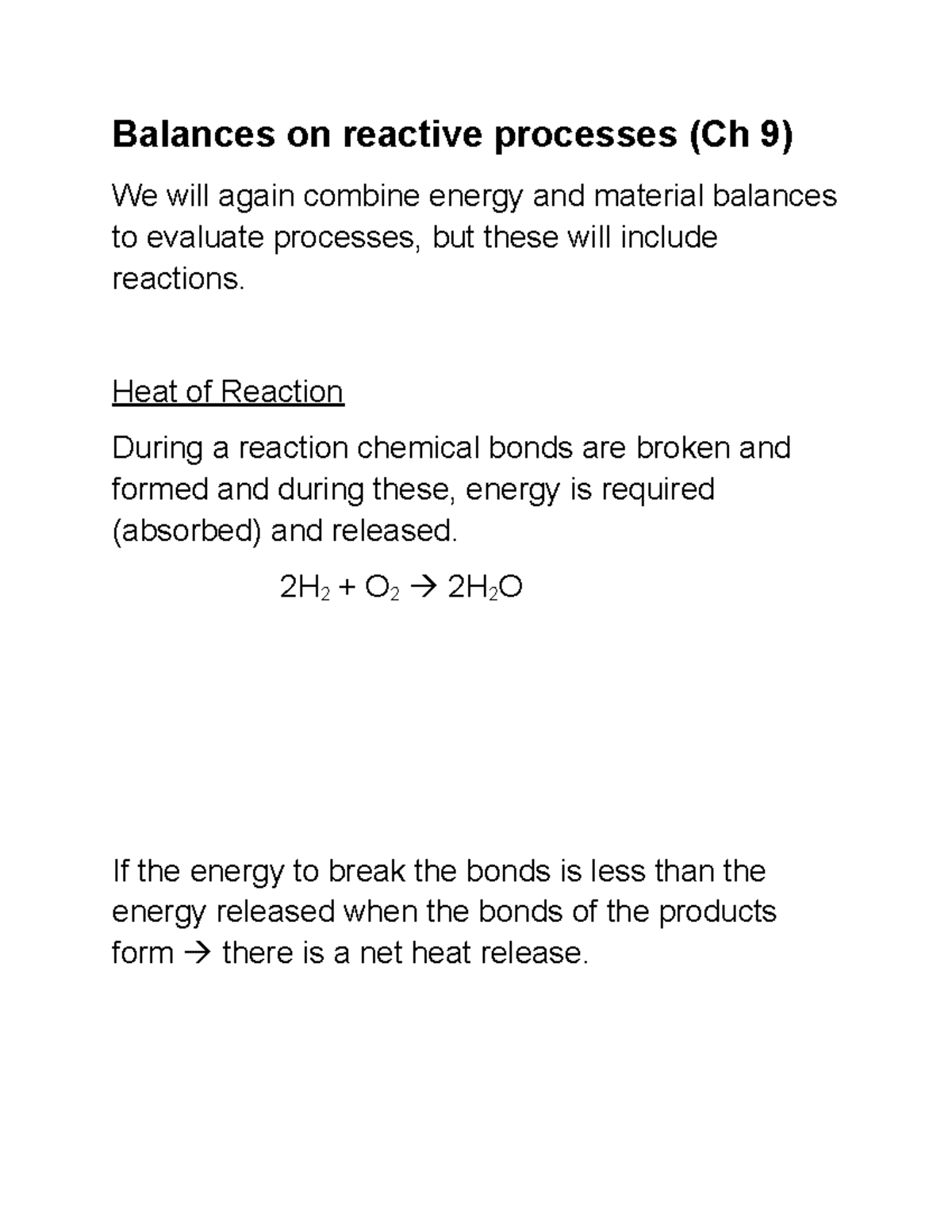 Reactive Systems Chapter 9 - Balances on reactive processes (Ch 9) We ...