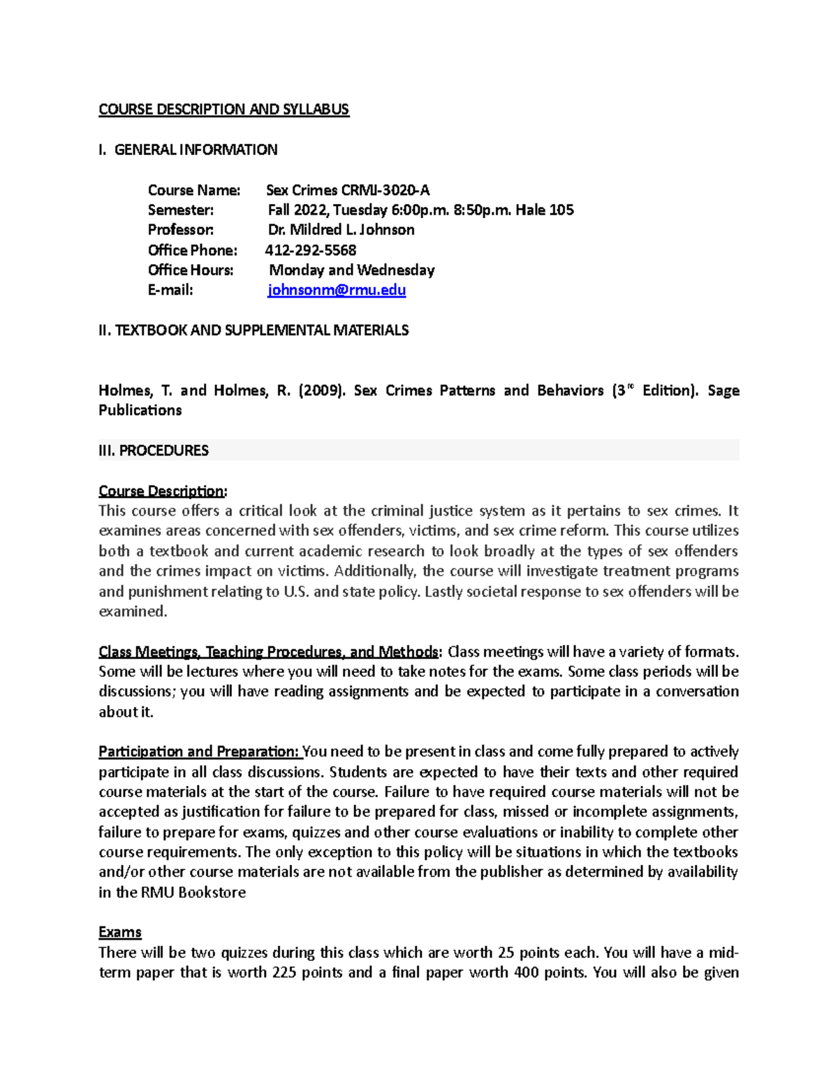 Syllabus Sex Crimes Rmu Fall 2022 Course Description And Syllabus I General Information 