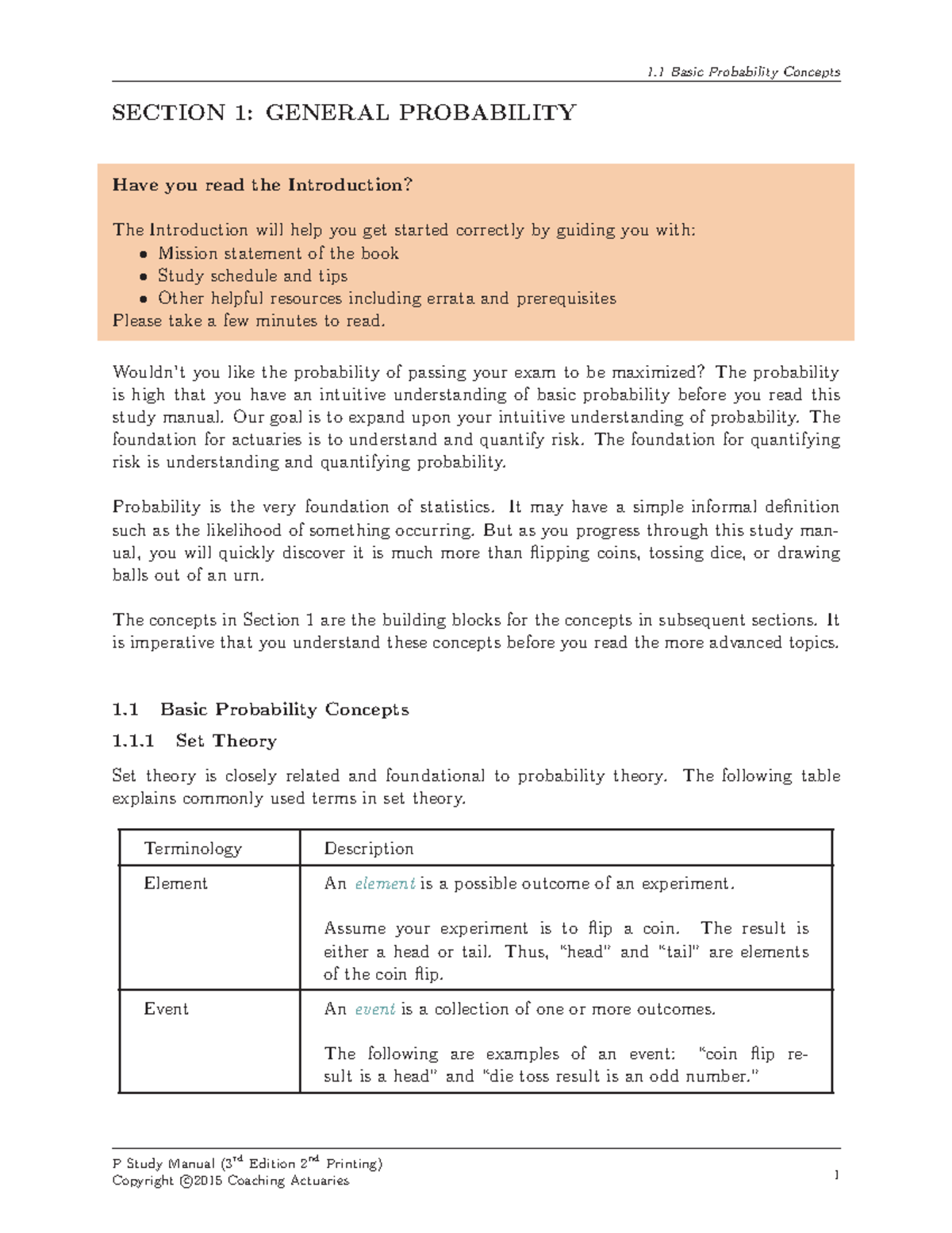 1.1 Basic Prob Concepts - SECTION 1: GENERAL PROBABILITY Have you read ...