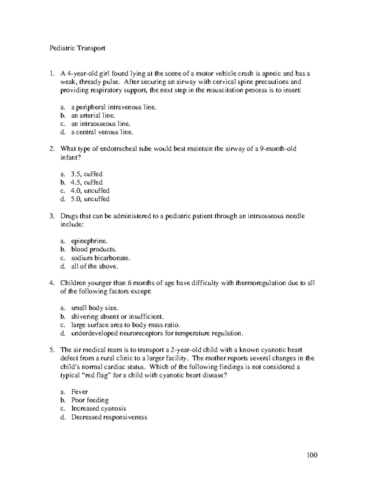 Pediatric Transport - After securing an airway with cervical spine ...