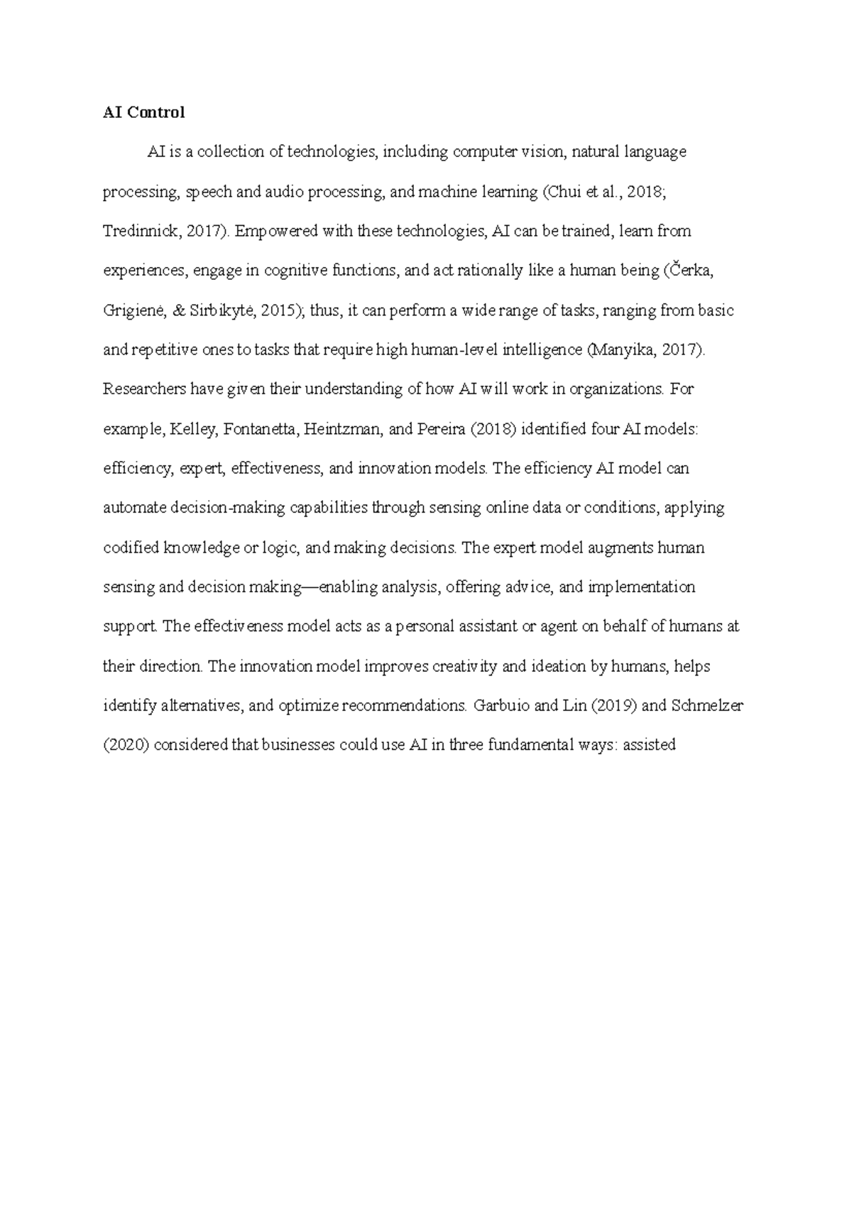 AI Control - AI Control AI is a collection of technologies, including ...