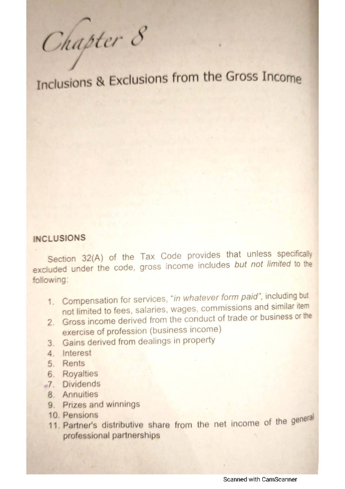 Inclusion OF Gross Income Notes chapter 8 - Accounting for Business ...