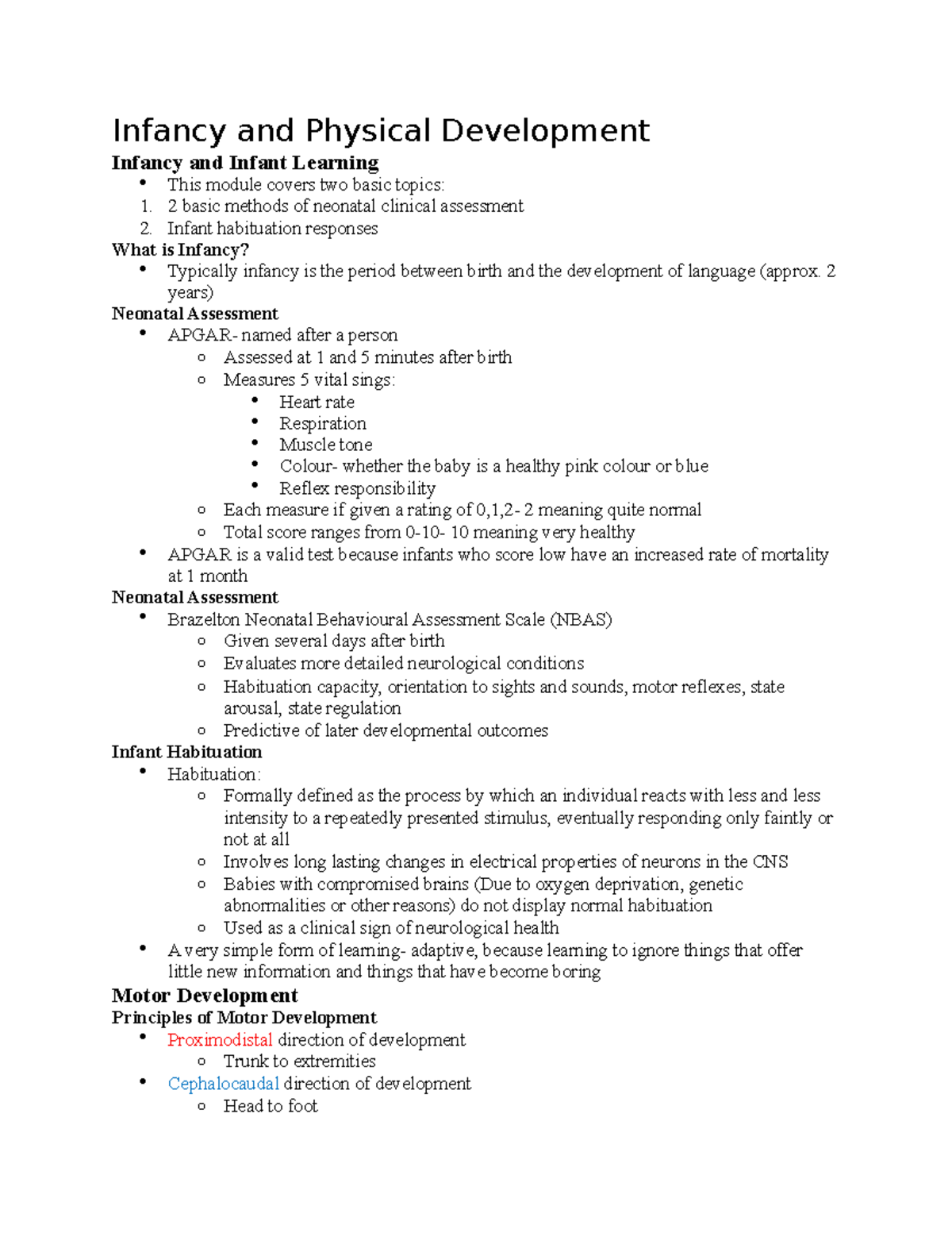 2480 Infancy and Physical Development - Infancy and Physical ...