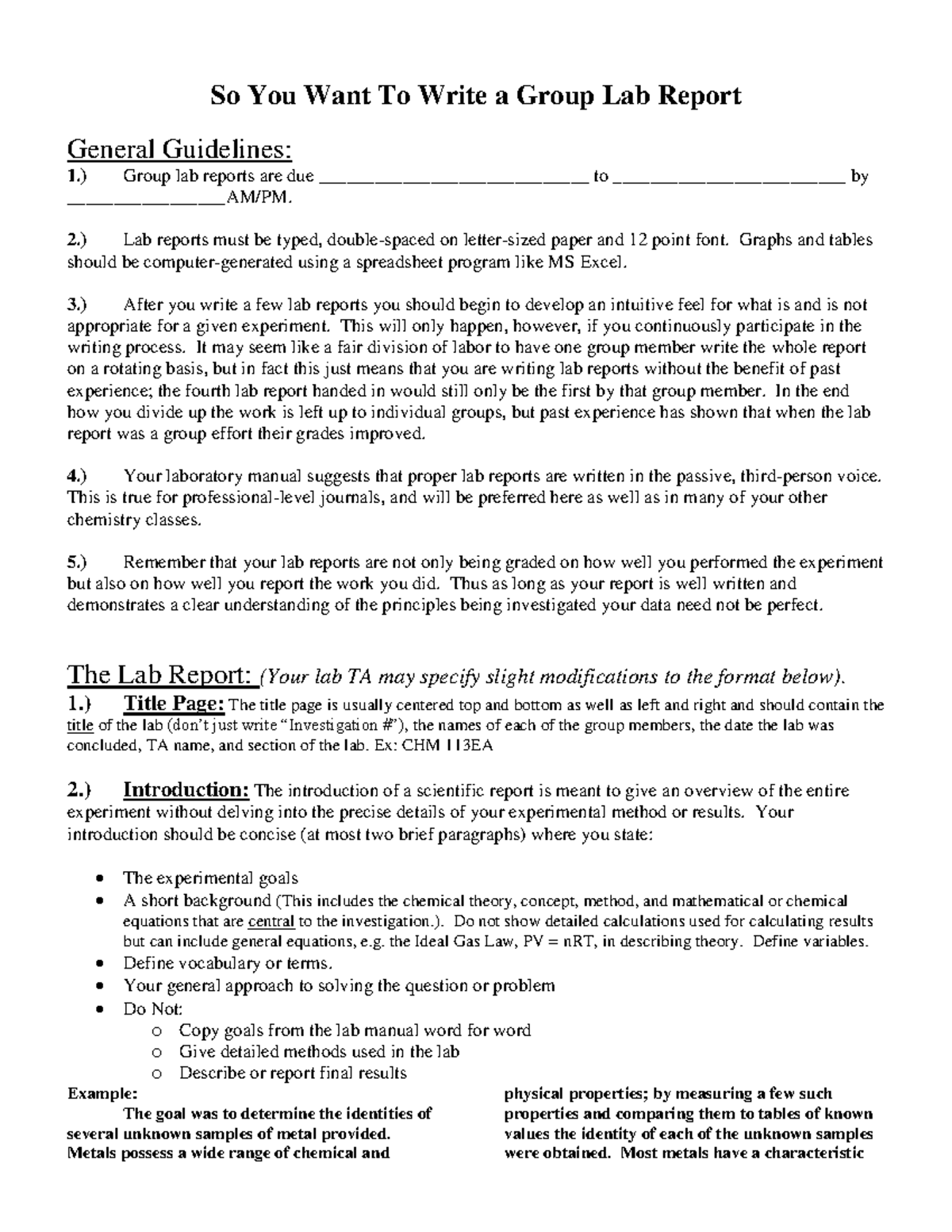 So You Want To Write A Group Lab Report - So You Want To Write a Group ...