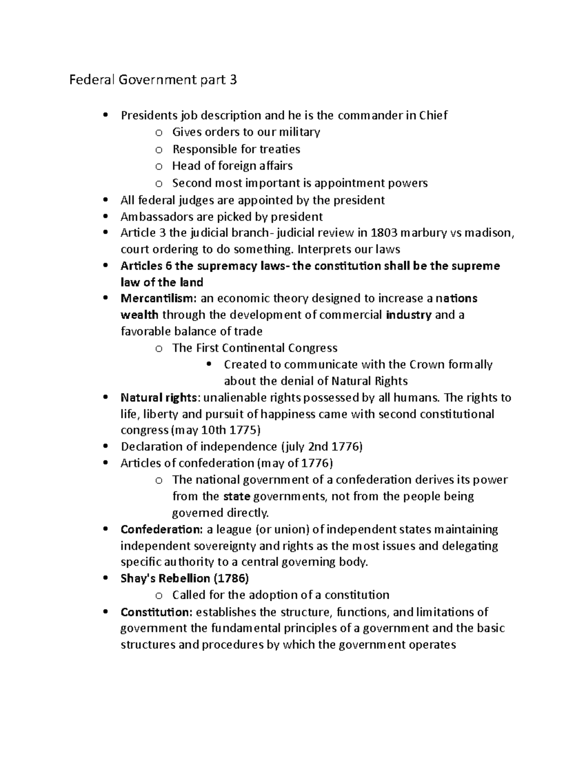 Federal Government part 3 - Interprets our laws Articles 6 the ...