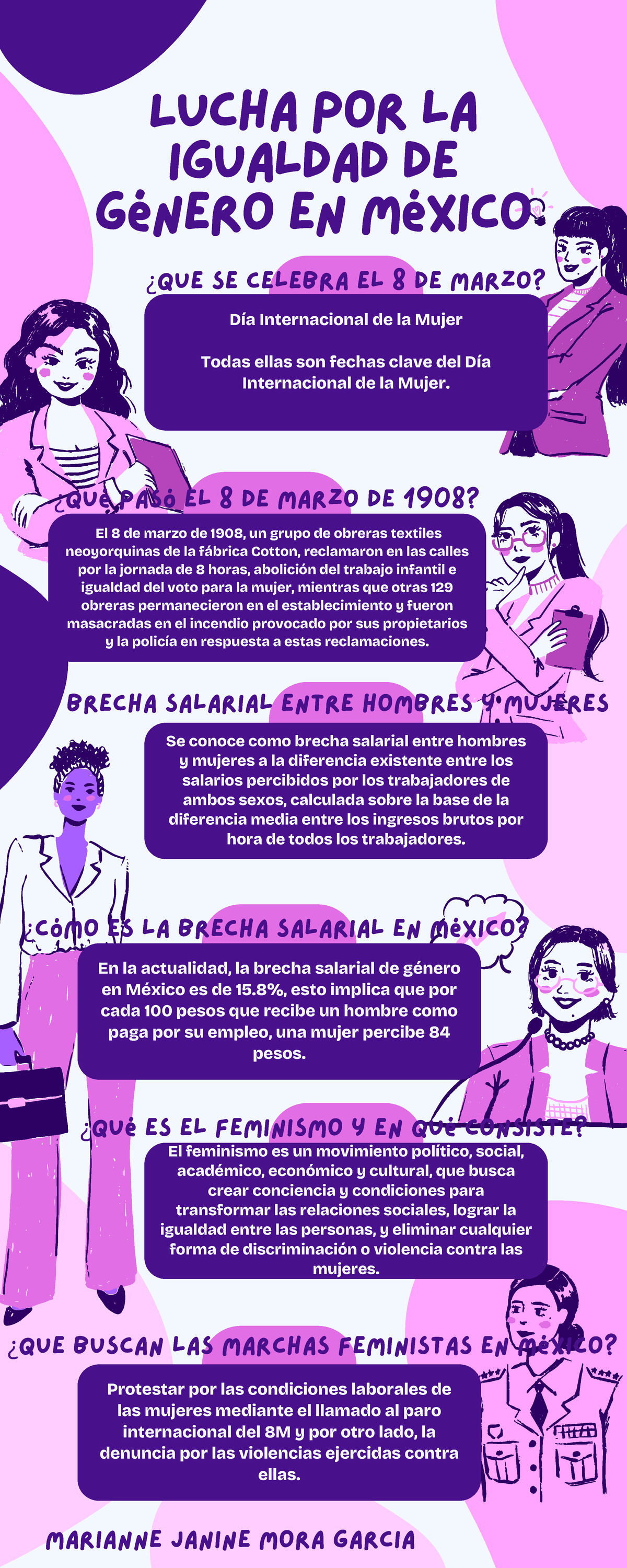 Infografía Día de la mujer 8M México Ilustración Violeta - Día ...