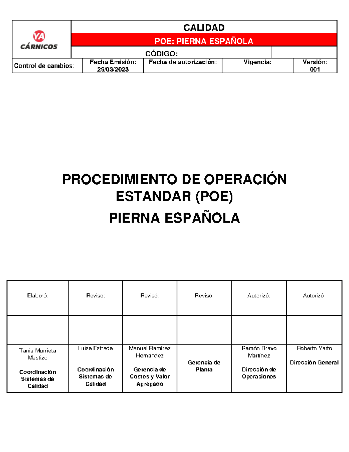 POE Pierna ESPA%25C3%2591OLA - POE: PIERNA ESPAÑOLA CÓDIGO: Control de ...