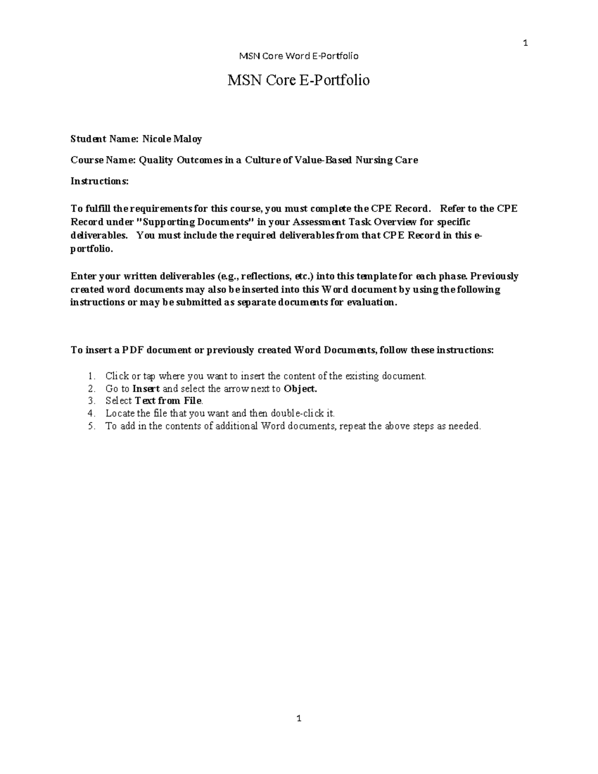 D026 E-Portfolio - MSN Core Word E-Portfolio MSN Core E-Portfolio ...