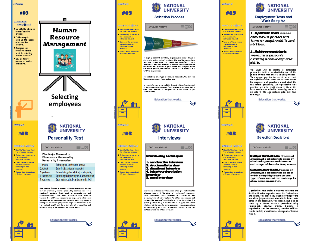 Module 3 - Human Resource Management Selecting employees 1 Identify the ...