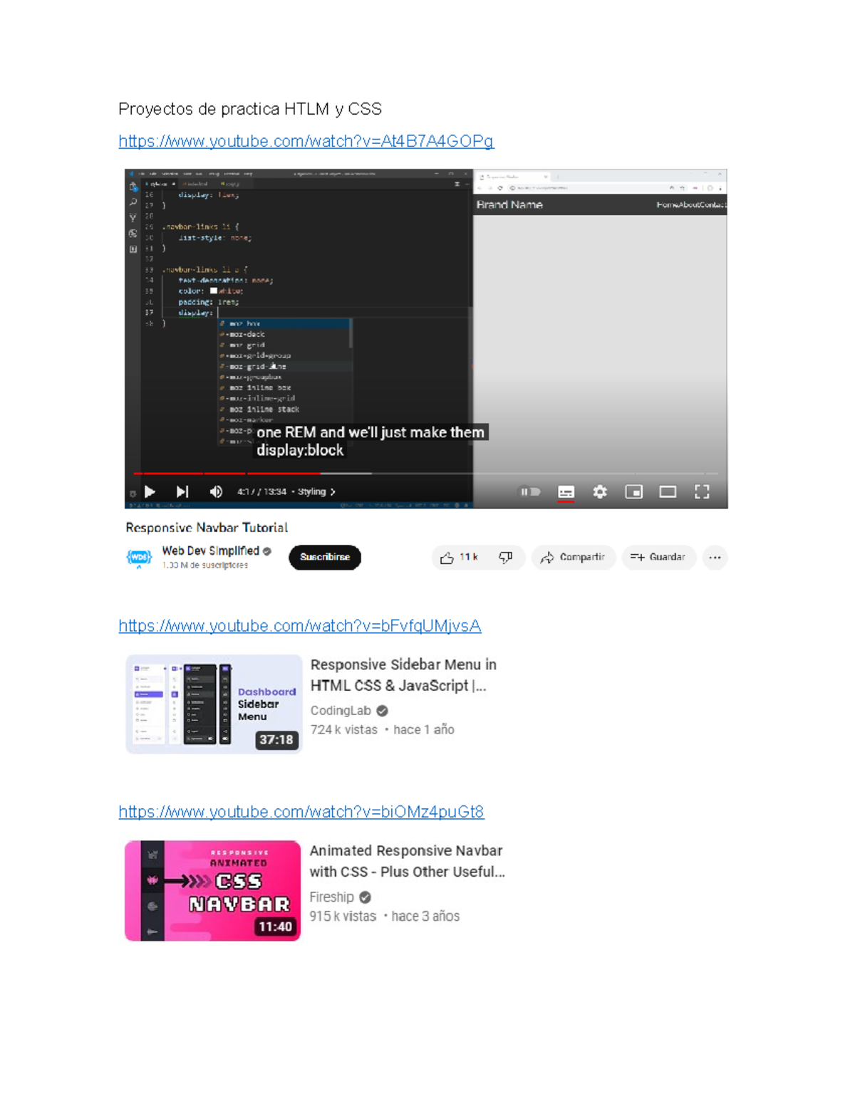 Como se hacer - HTLM y CSS (video tutoriales) - 861 - Proyectos de practica HTLM y CSS - Studocu