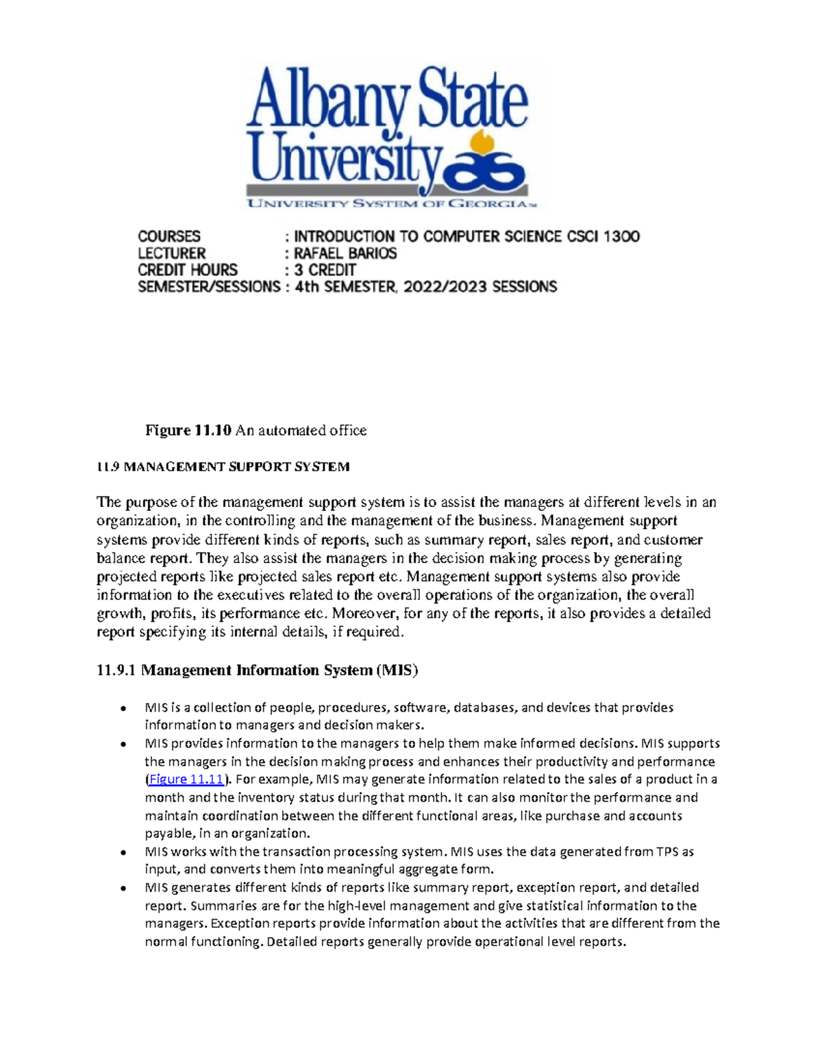 CSCI 1300 Introdution TO Computer Science BAB 20230421 044521-7 - Figure 11 An automated office ...