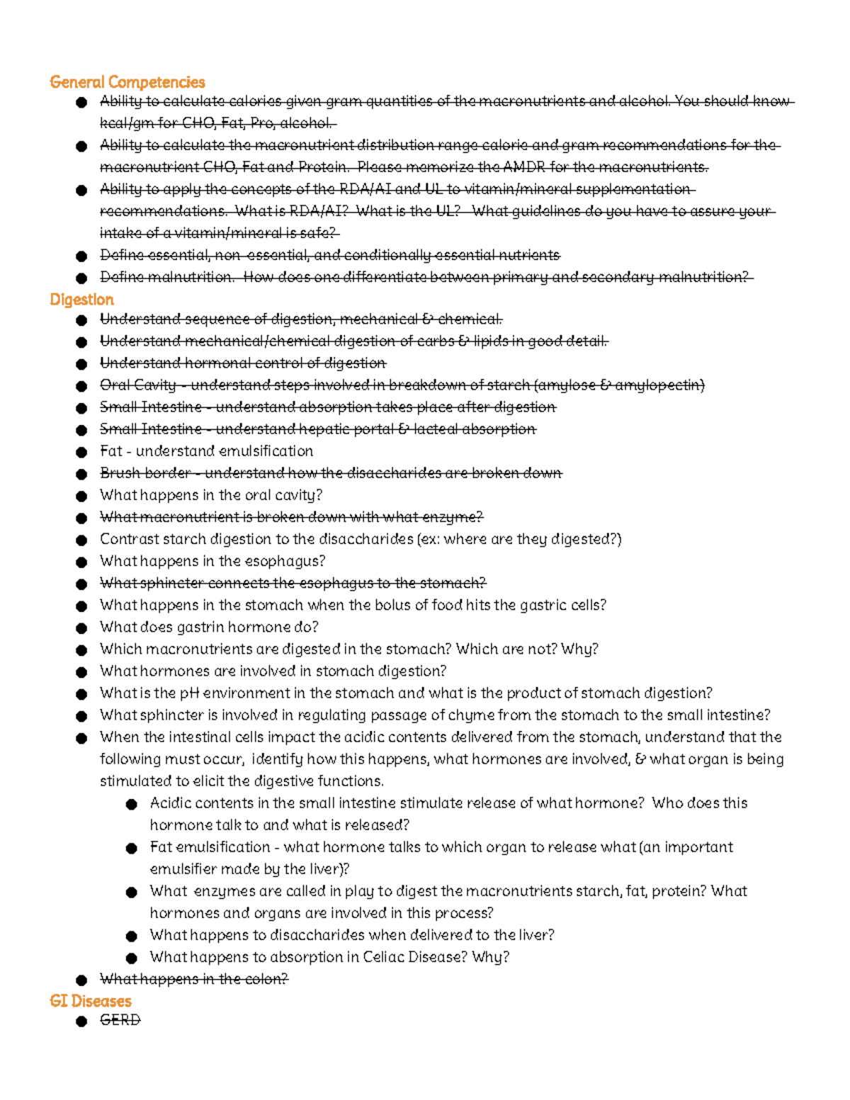 Exam 1 study guide - General Competencies Ability to calculate calories ...