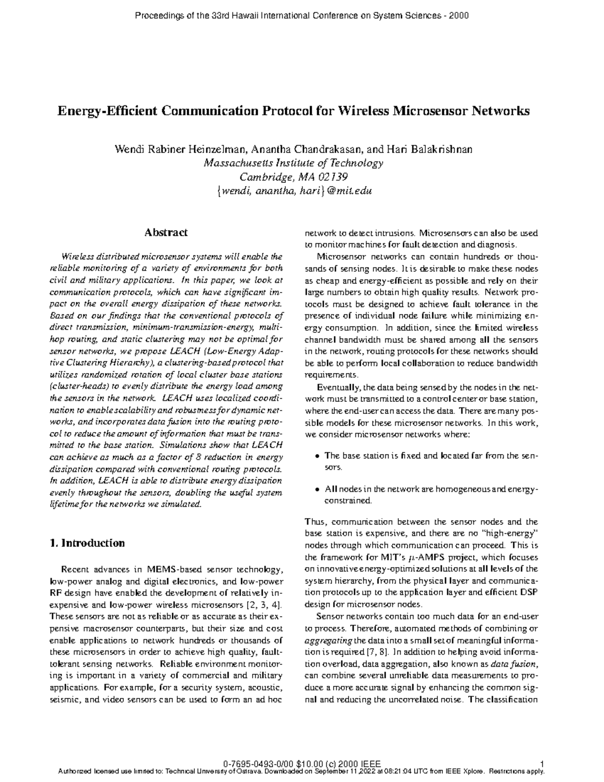 Energy-efficient communication protocol for wireless microsensor networks - Energy-Efficient ...