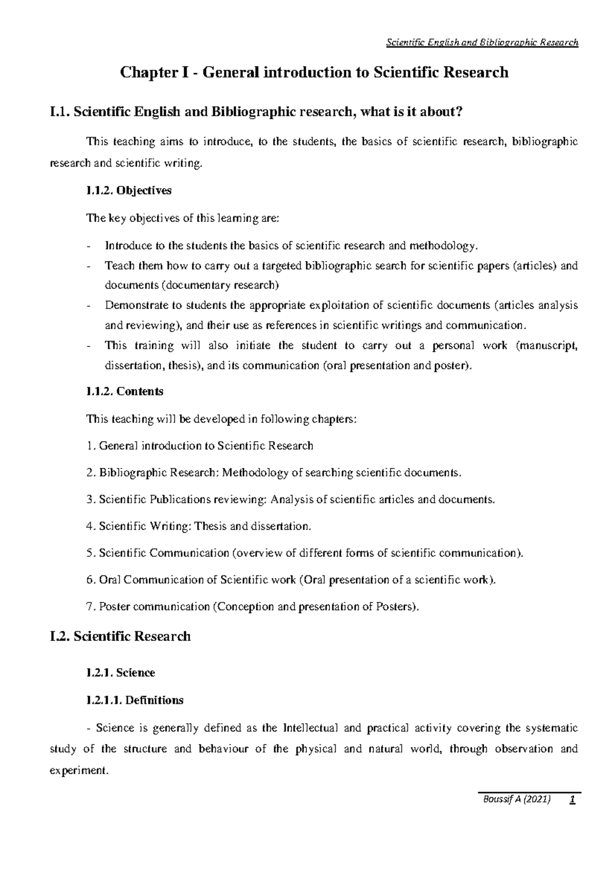 Chapter i - general introduction to scientific research - Scientific ...