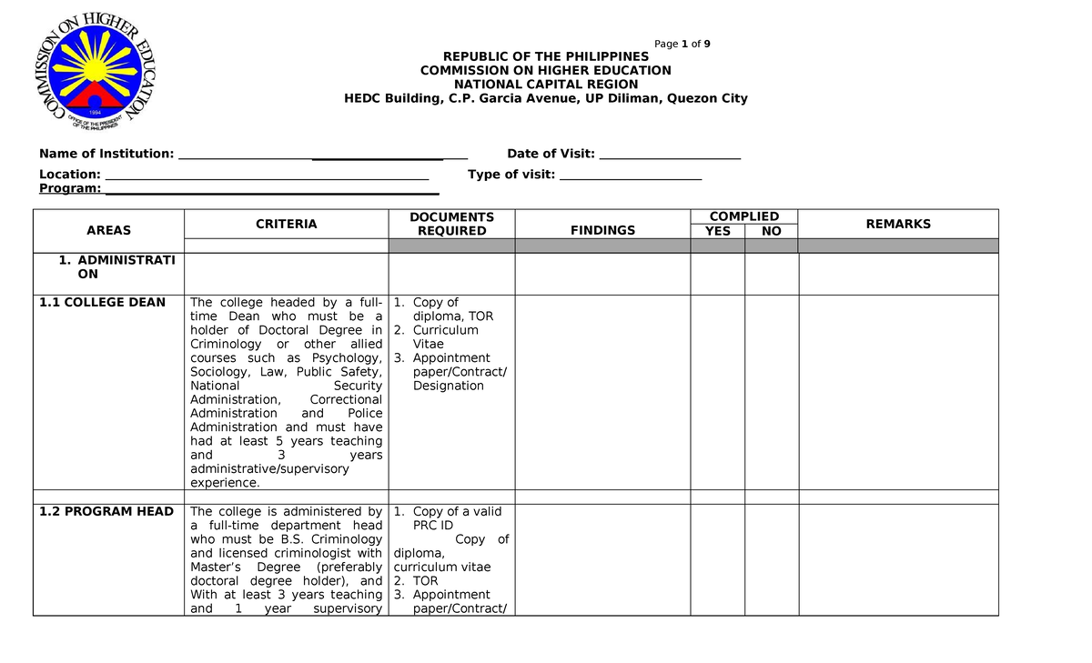 RQAT Evaluation Instrument Tool - REPUBLIC OF THE PHILIPPINES ...