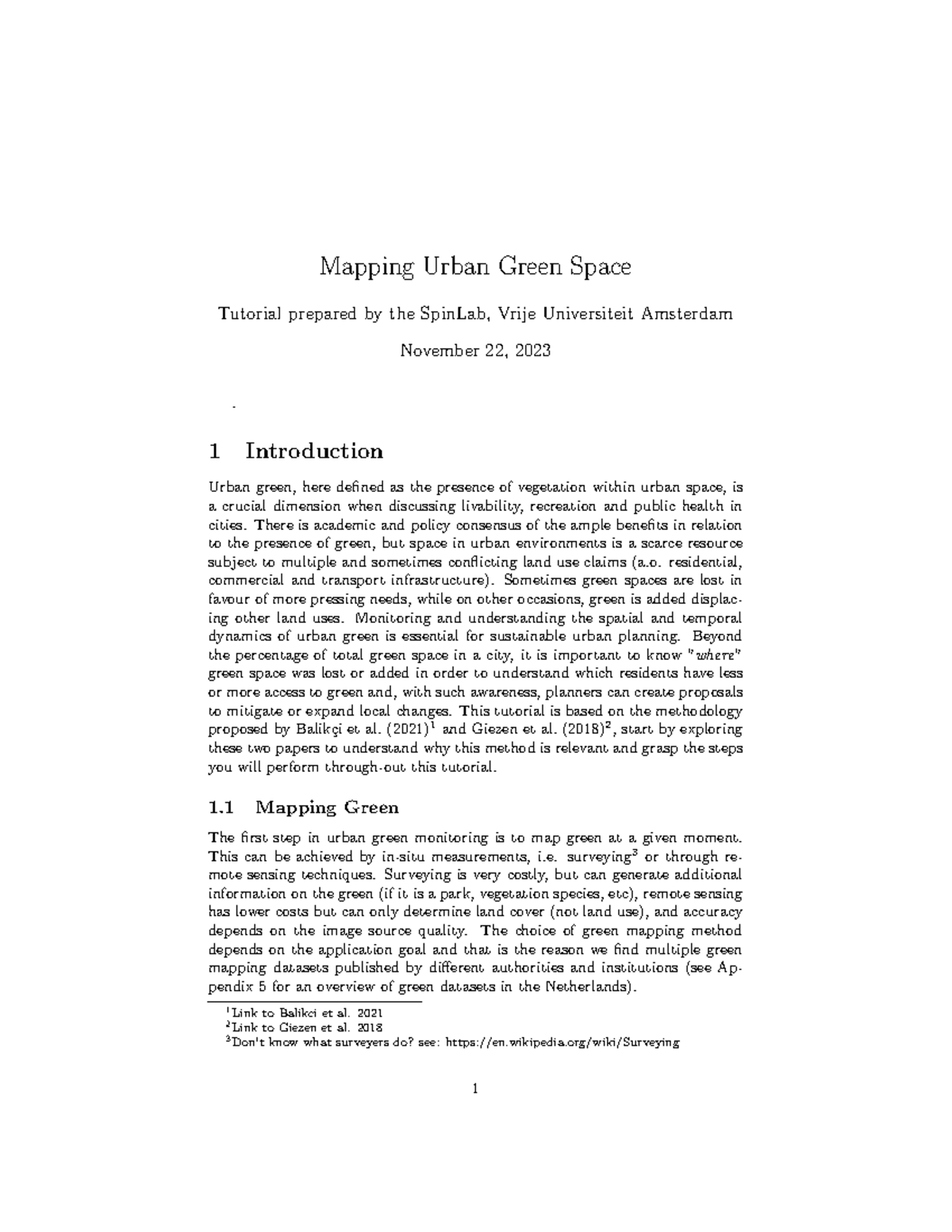 Assignment Mapping Green - Mapping Urban Green Space Tutorial prepared ...